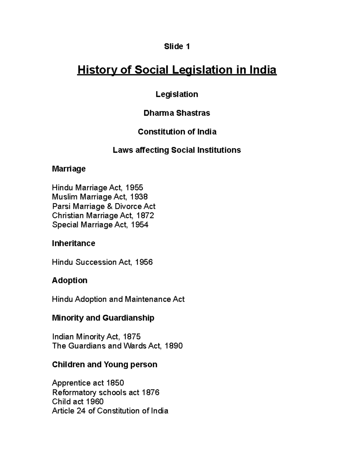 Slide 1 - Collected assignment - Slide 1 History of Social Legislation ...