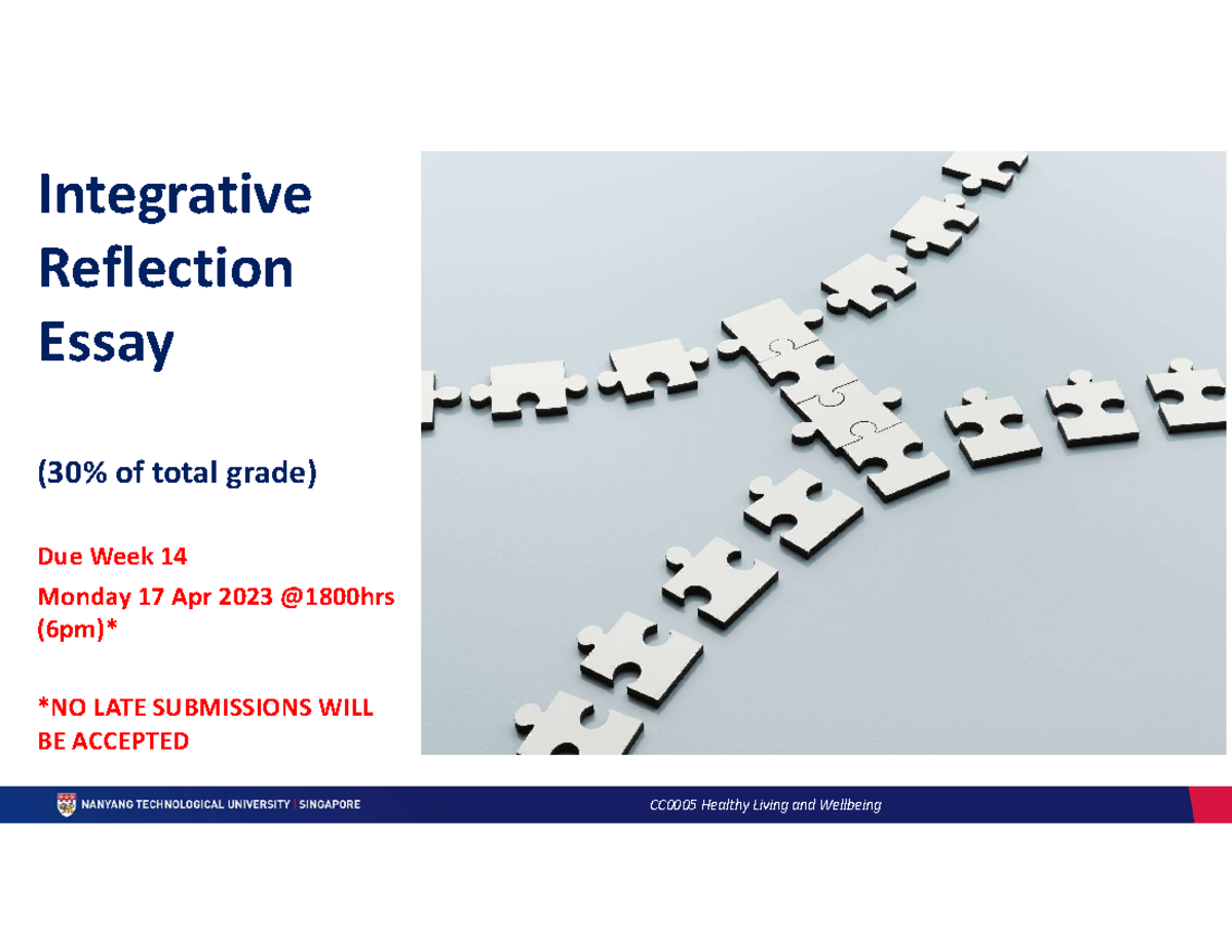 CC0005 Essay AY22-23 - Integrative Reflection Essay (30% of total grade ...
