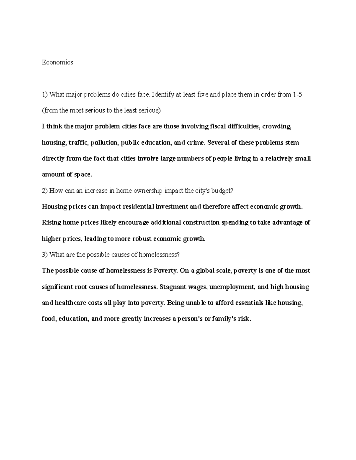 What major problems do cities face. - Identify at least five and place ...