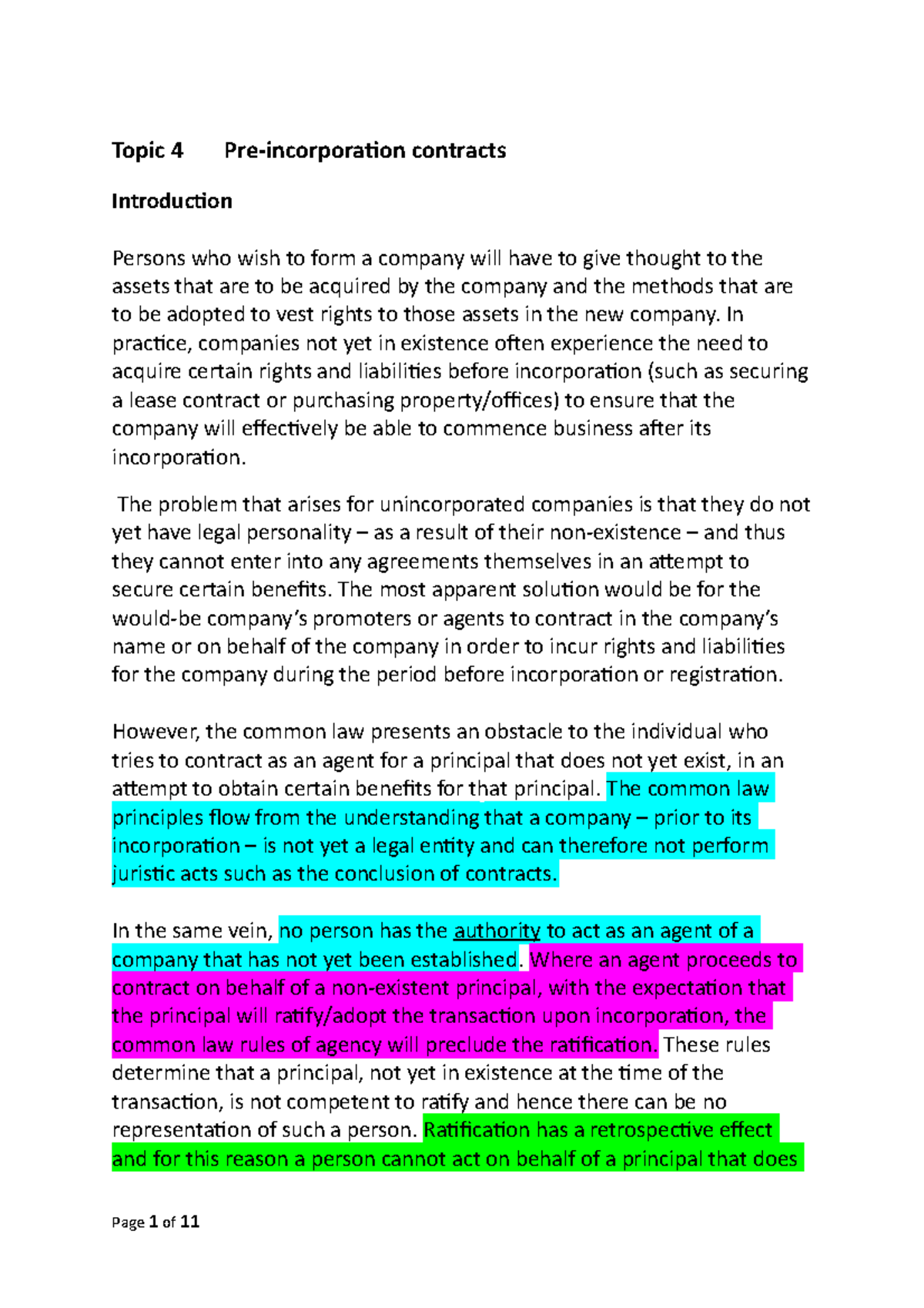 Topic 4 Pre-incorporation contract and sec 21 - Topic 4 Pre ...