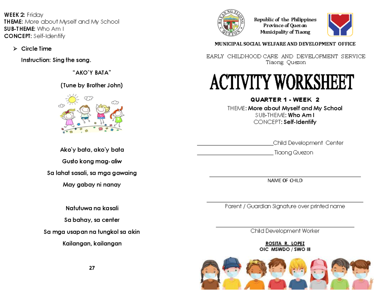 Q1 Week 2 with cover - Ujhggbnj - WEEK 2: Friday THEME: More about ...