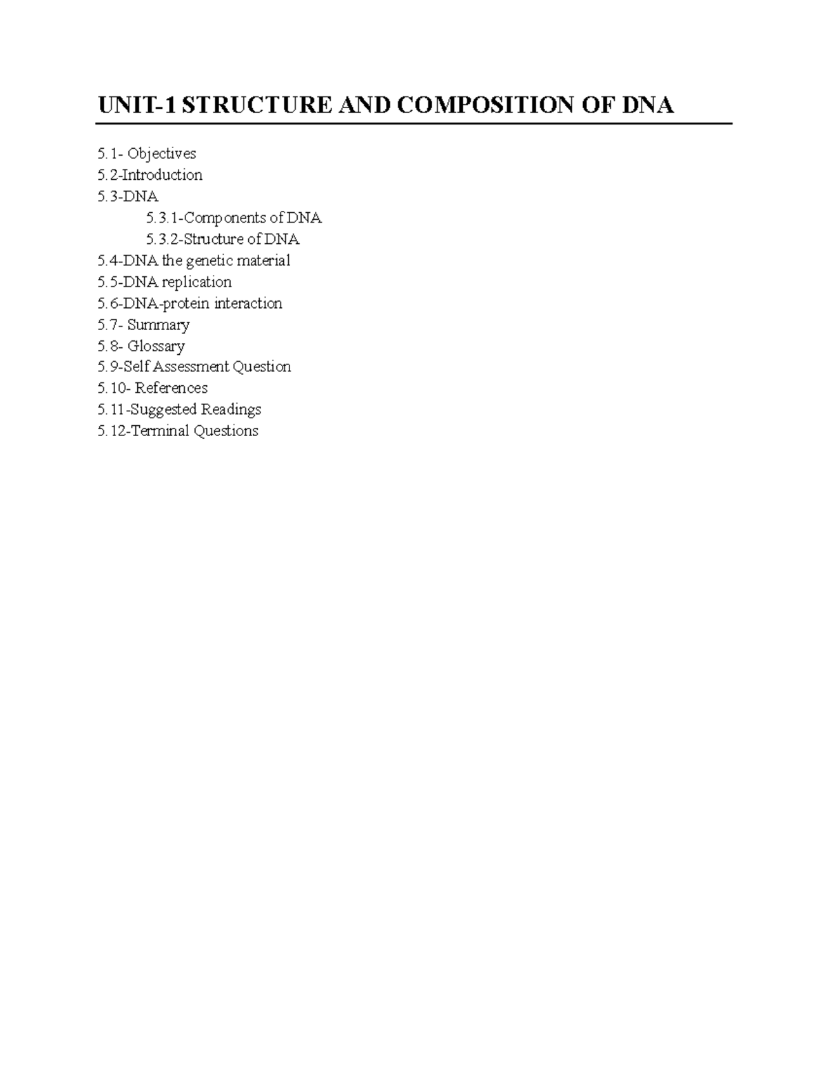 Molecullar Biology- Structure AND Composition OF DNA - UNIT-1 STRUCTURE ...