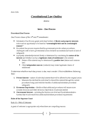 CON LAW Final EXAM Chart - Constitutional Law Review Procedural Due ...