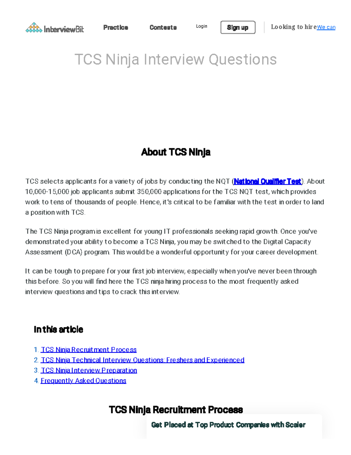 TCS Ninja Interview Questions Interview Experience (2022) - Interview Bit - TCS Ninja Interview ...