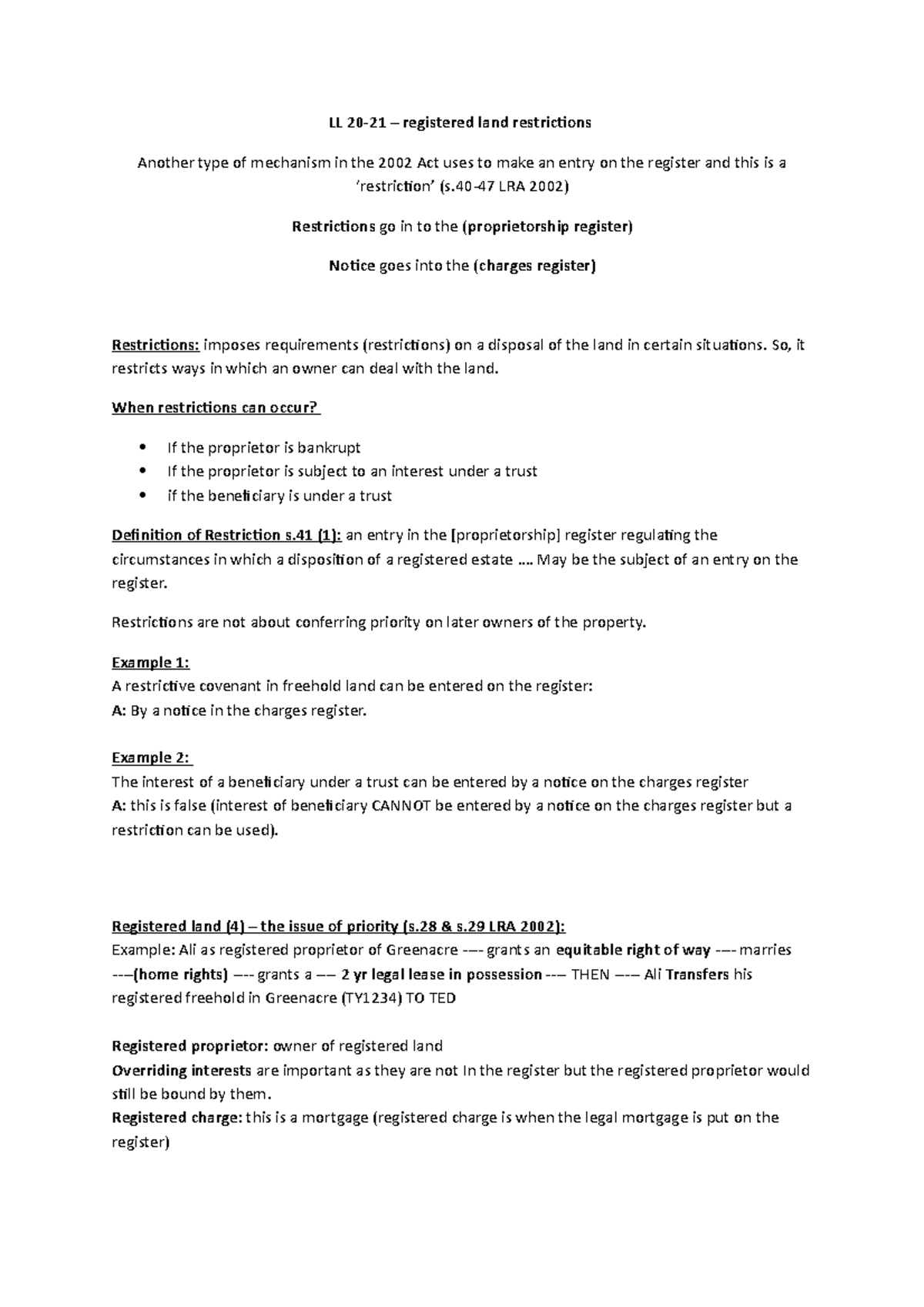 LL 20-21 - Registered land restrictions - LL 20-21 – registered land ...