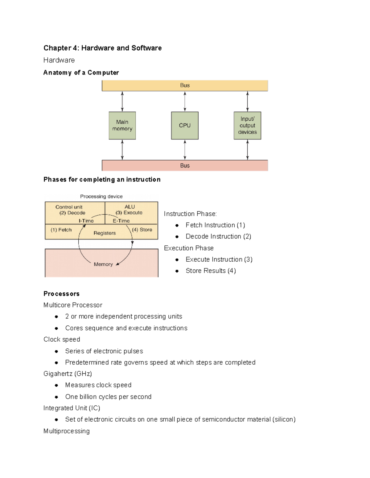 Ch 4 Notes - ITM 220 - Chapter 4: Hardware and Software Hardware ...