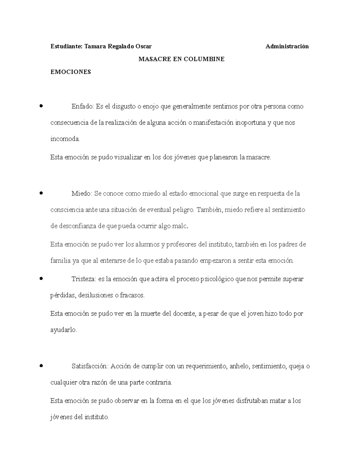 Masacre EN Columbine - vgfgf - Estudiante: Tamara Regalado Oscar ...