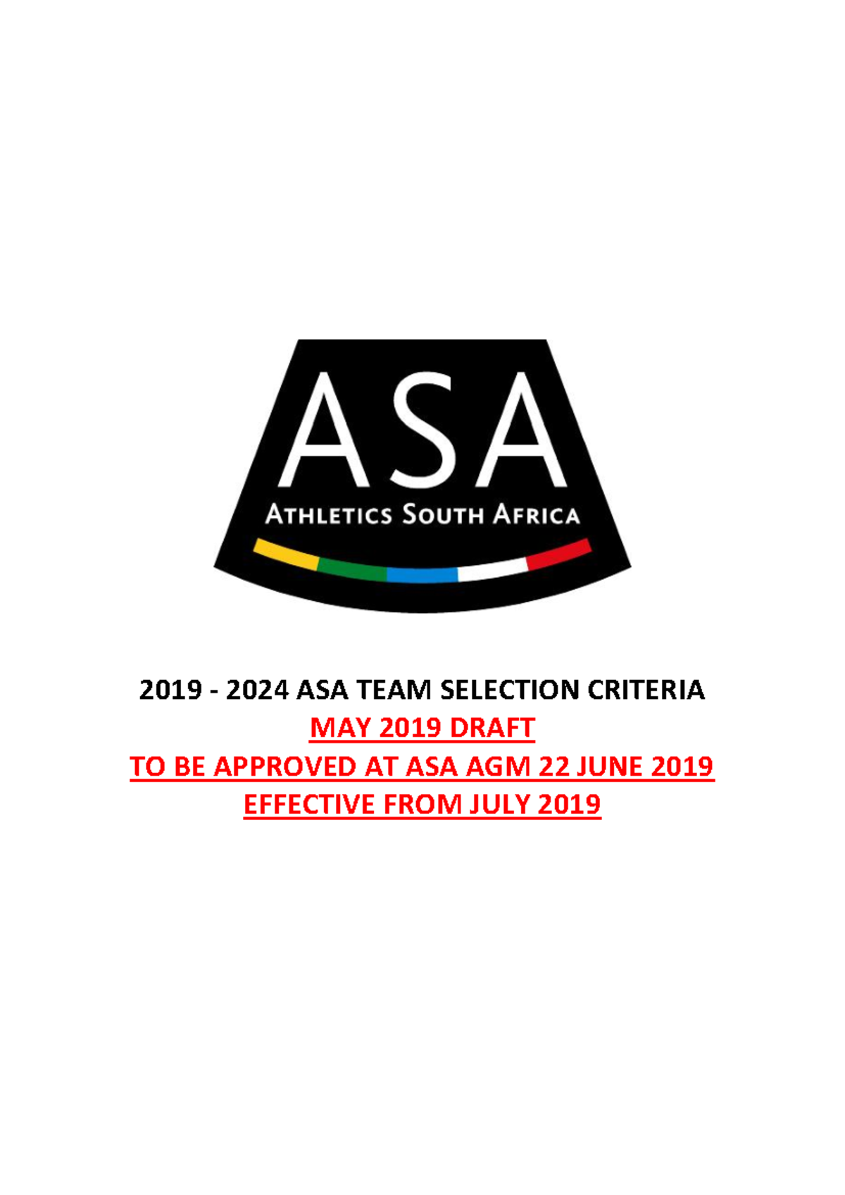 ASA Team Selection Criteria Updated May 2019 - 2019 - 2024 ASA TEAM ...