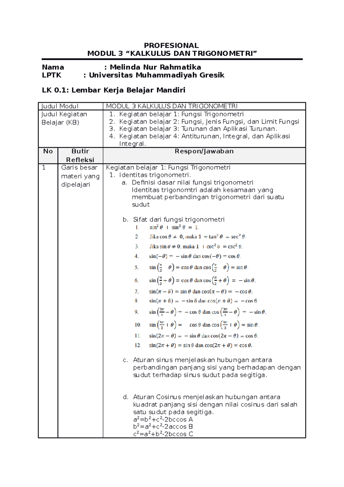 LK 0.1 Modul 3 Kalkulus dan trigonometri Melinda Nur Rahmatika ...