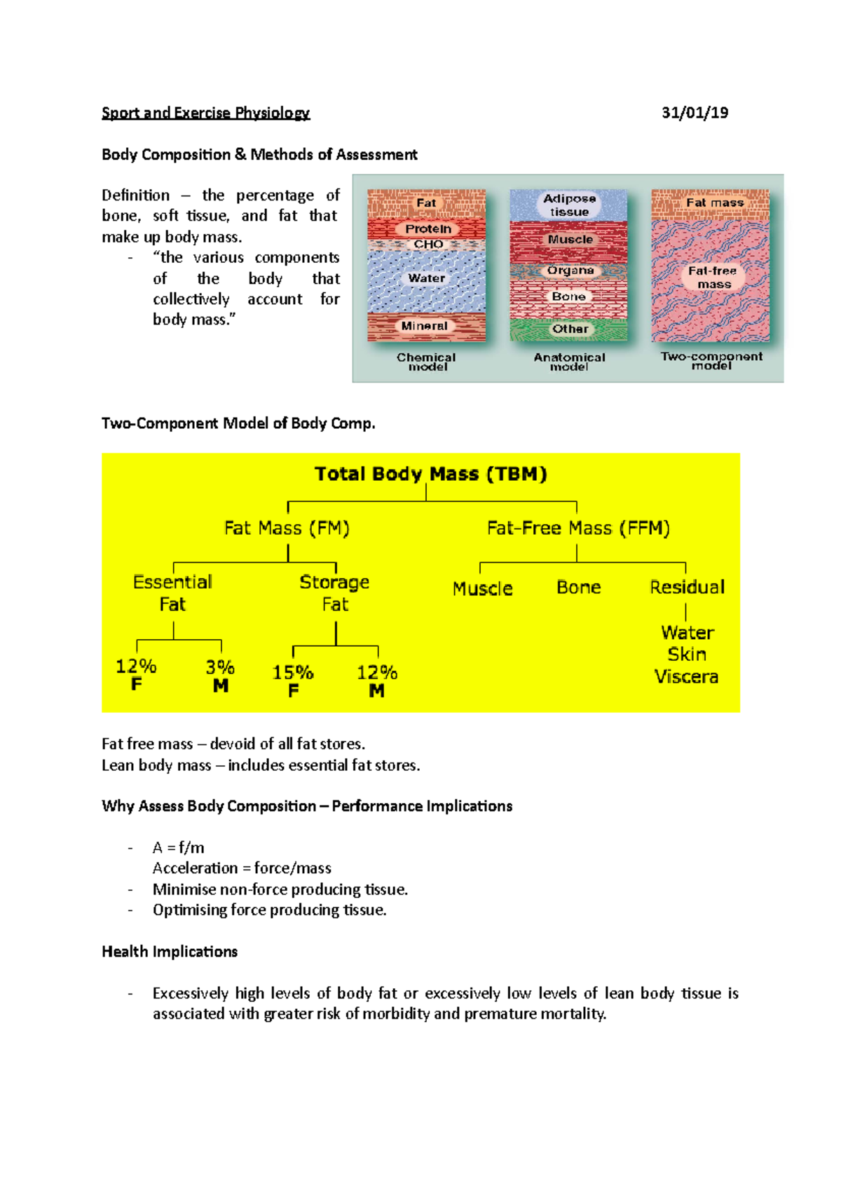 Body Composition - Sport and Exercise Physiology 31/01/ Body ...