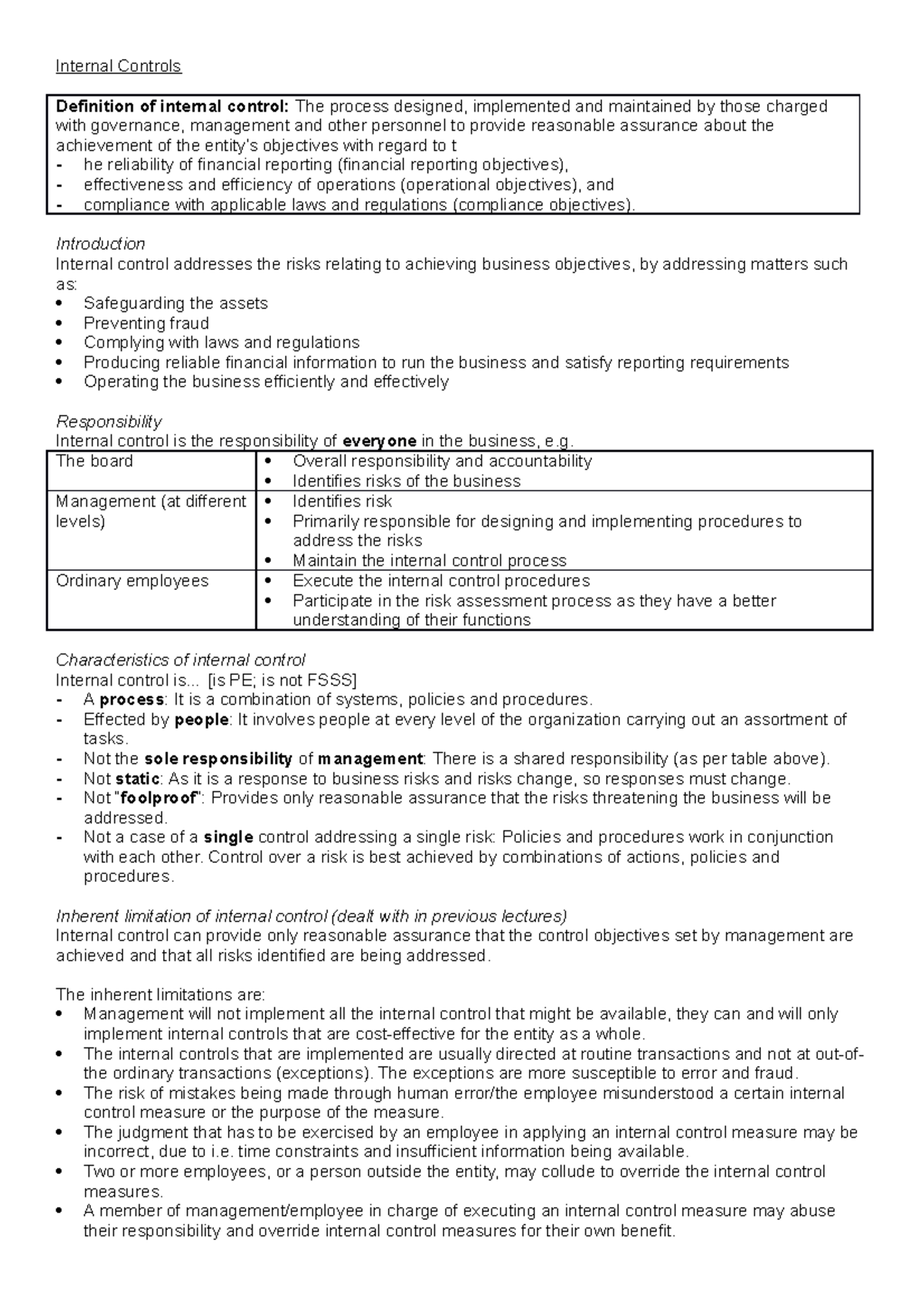 ROV301.7 (Complete) - Summary Auditing 3 - Internal Controls Definition ...