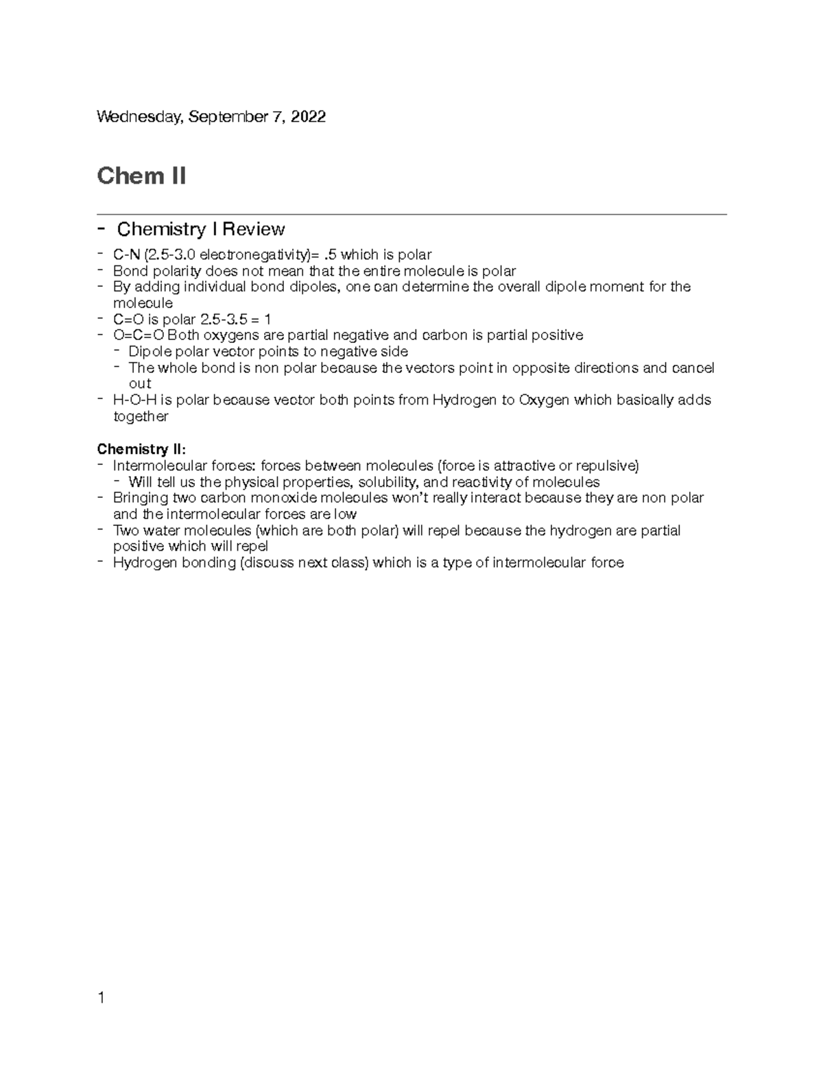 Chem 2 - Notes from first lecture - Wednesday, September 7, 2022 Chem ...