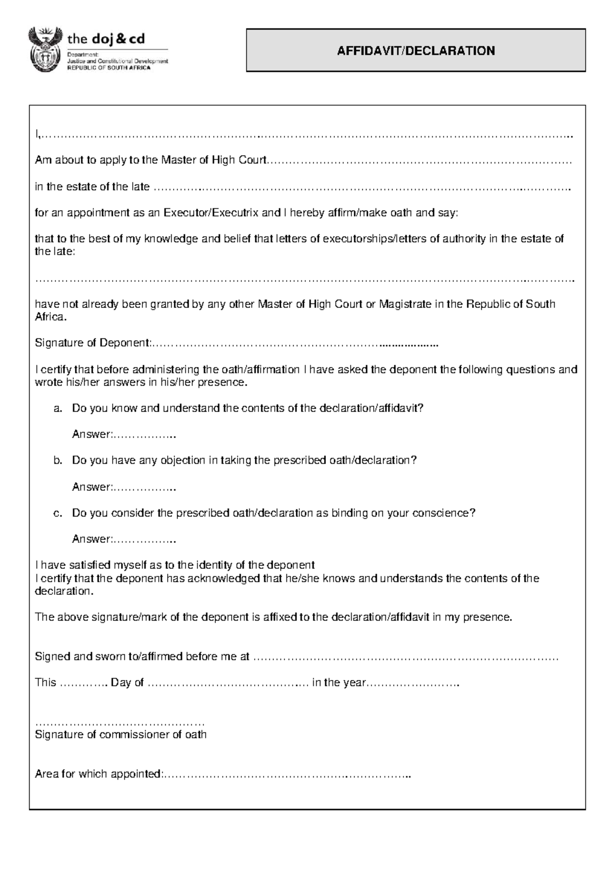 Reporting Affidavit moh - AFFIDAVIT/DECLARATION - Studocu