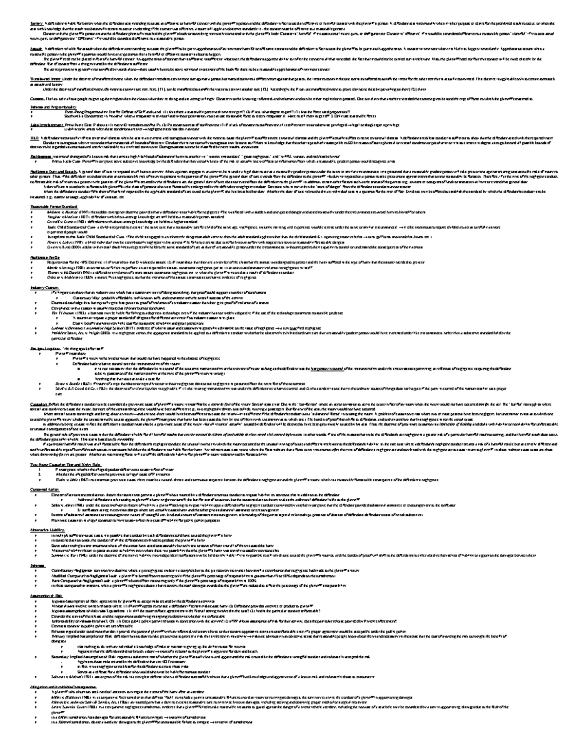 Torts Final Attack Sheet - Battery: A defendant is liable for battery ...