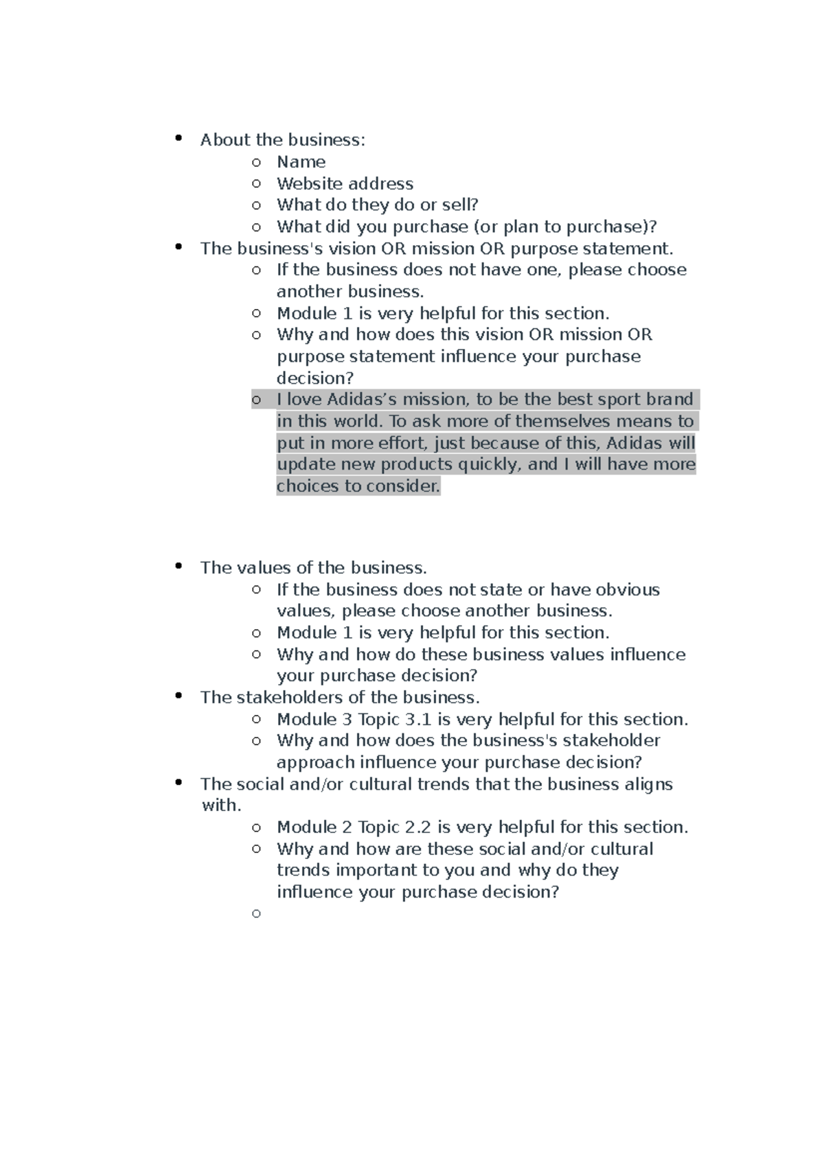 Moban - jack - About the business: o Name o Website address o What do they do or sell? o What ...