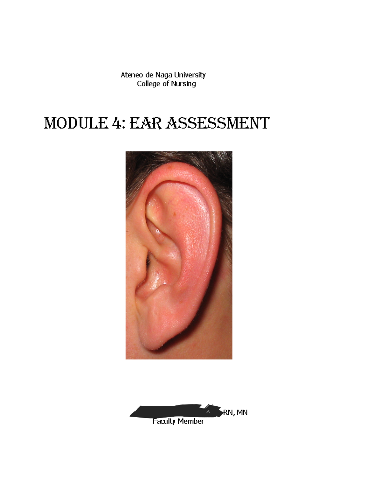 Module On Ear Assessment - Ateneo de Naga University College of Nursing ...