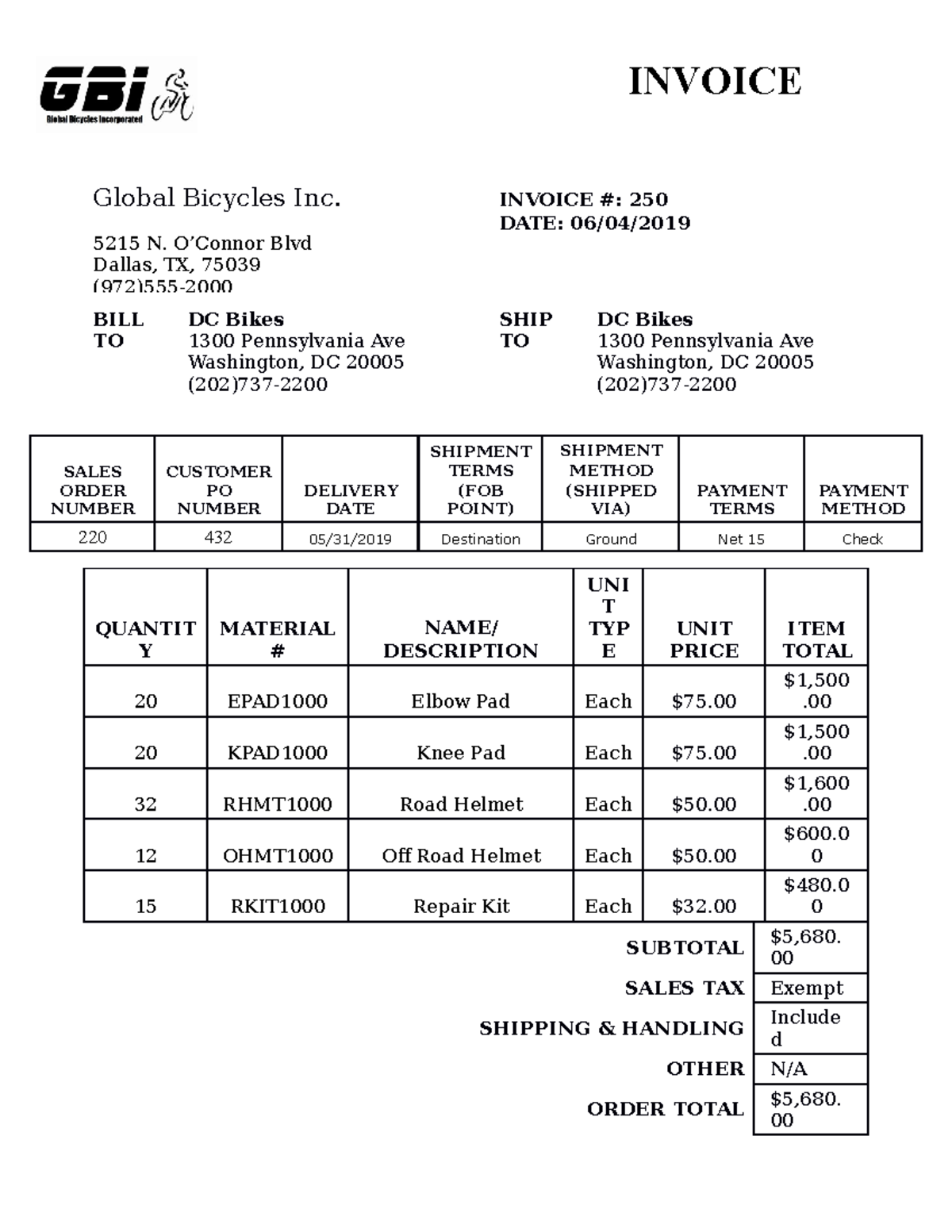 Invoice (Doc #14) - Project 1 Assignments in MGT 268 with Asli Akbulut ...