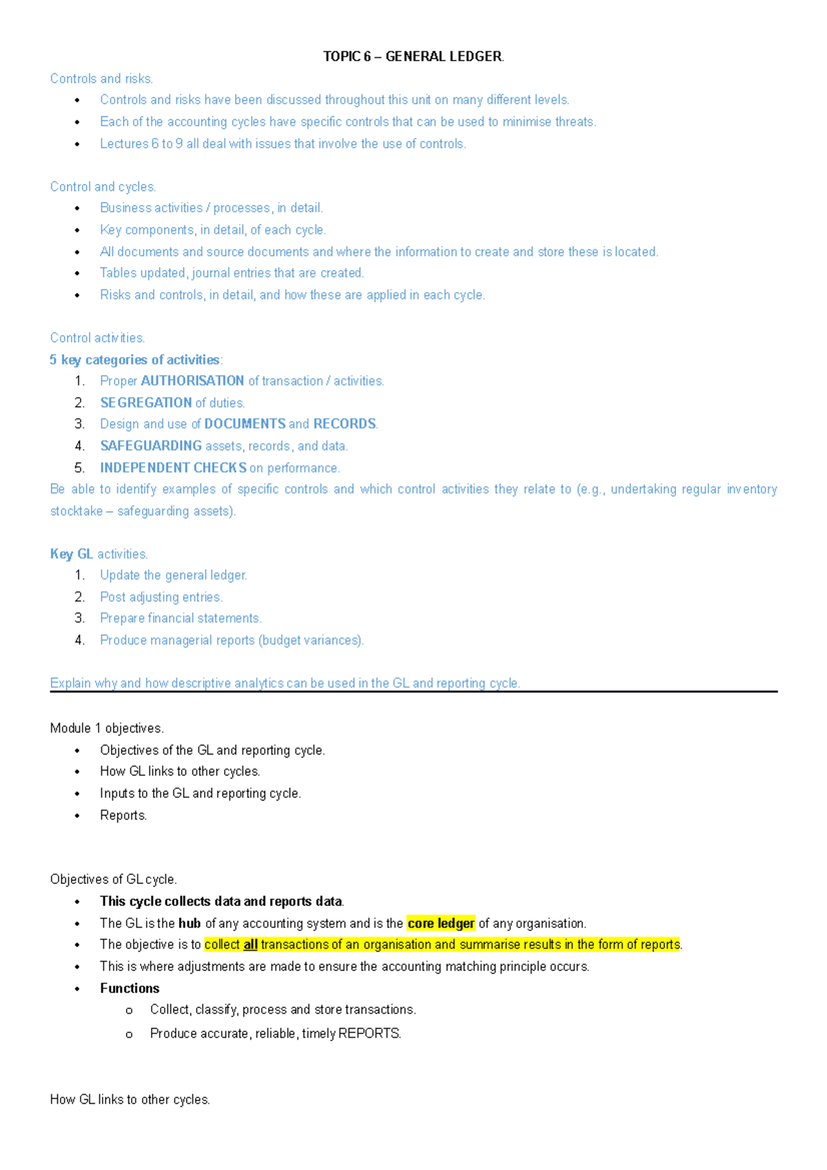 AYB221 06 - Lecture notes for topic 6. - TOPIC 6 GENERAL LEDGER ...