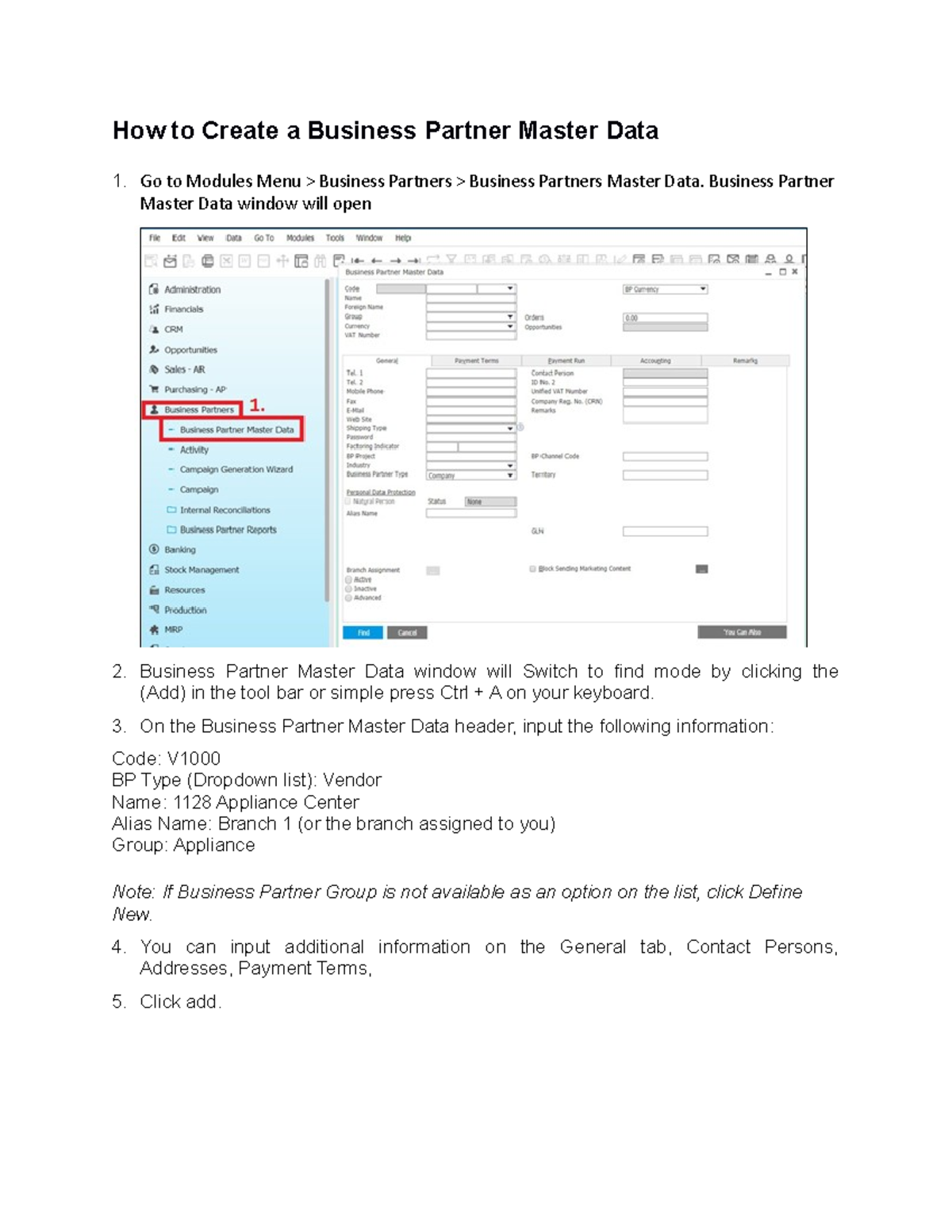 How to Create a Business Partner Master Data - Business Partner Master ...