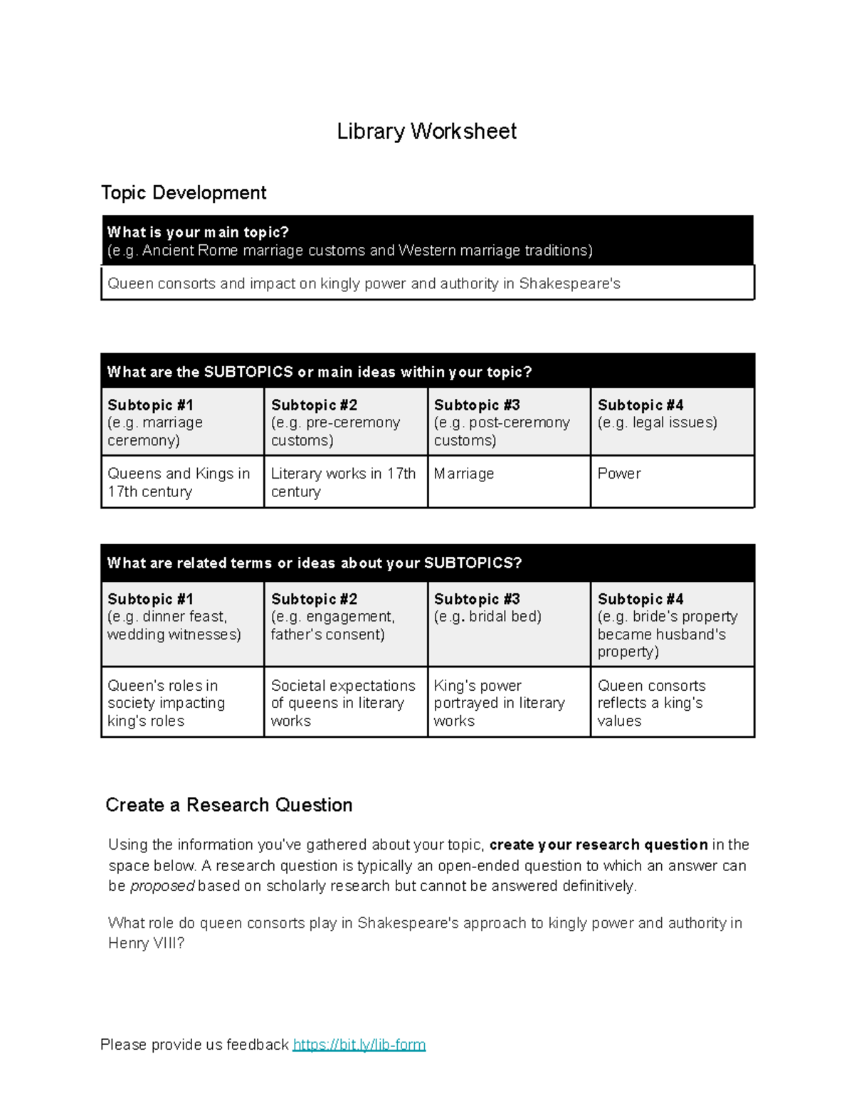Copy of MMW13 Topic Development Worksheet - Library Worksheet Topic ...