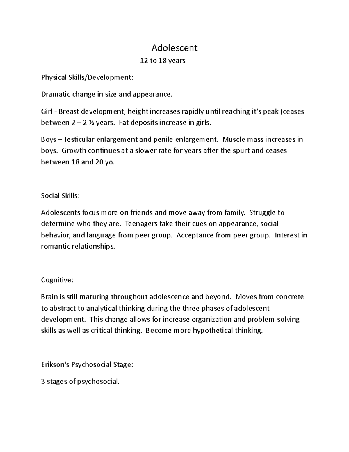 Adolescent Anticipatory Guidance - Adolescent 12 to 18 years Physical ...