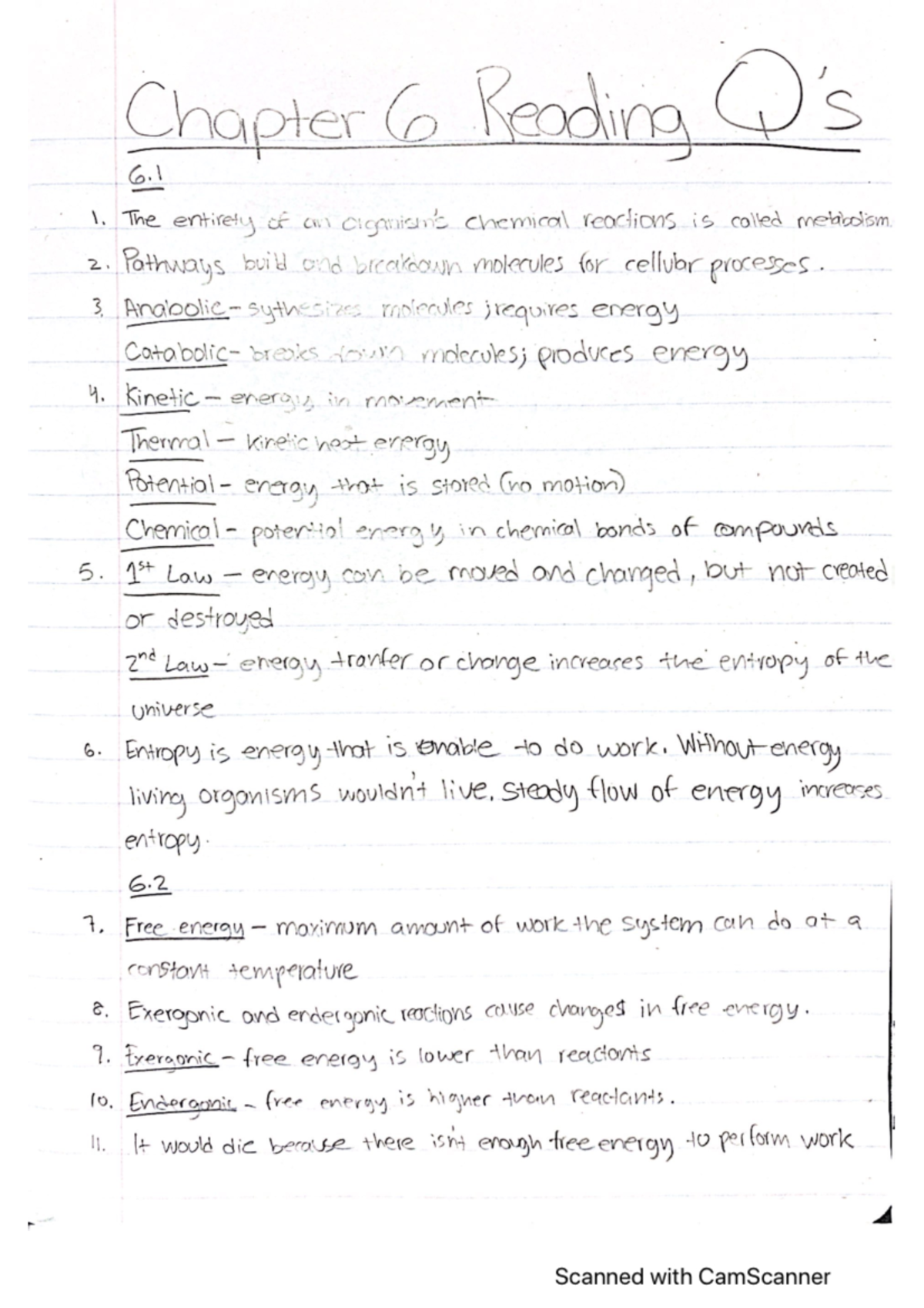 Apbio Chapter 6 Reading Q's - Studocu