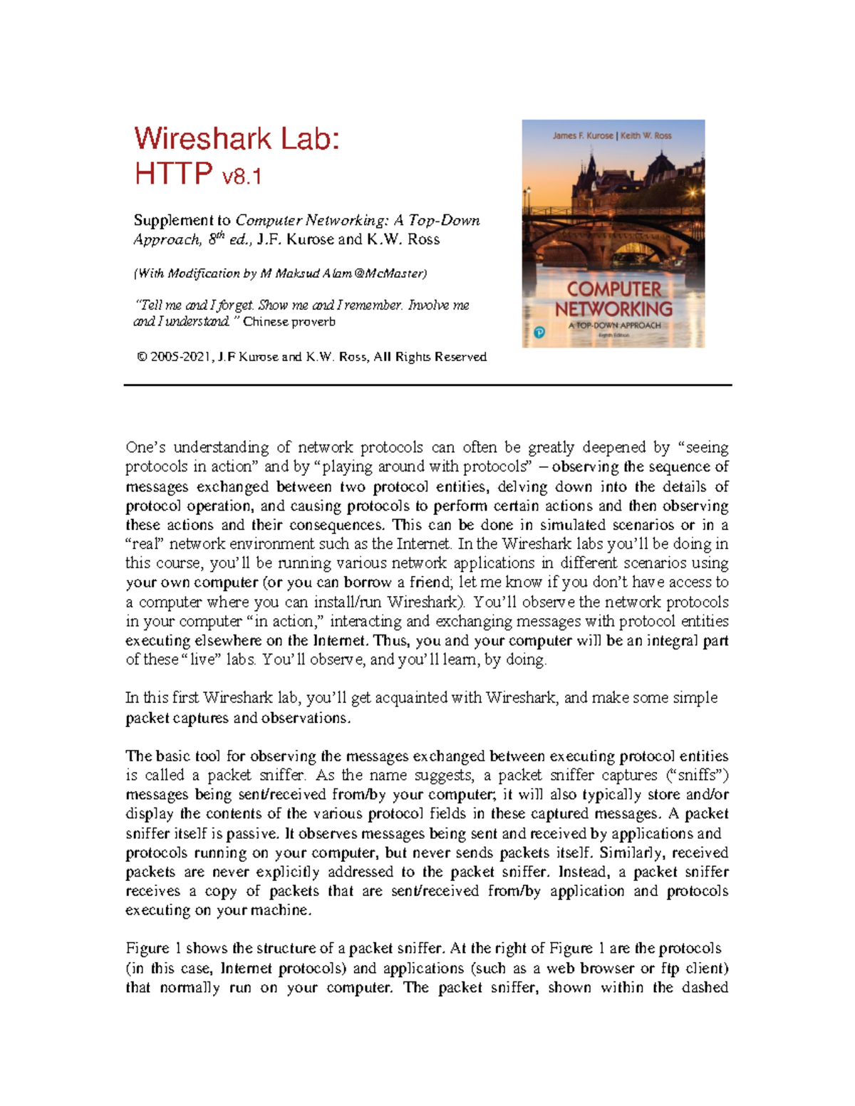 Wireshark V80 Maksud Wireshark Lab V 8 1 Supplement To Computer Networking A 