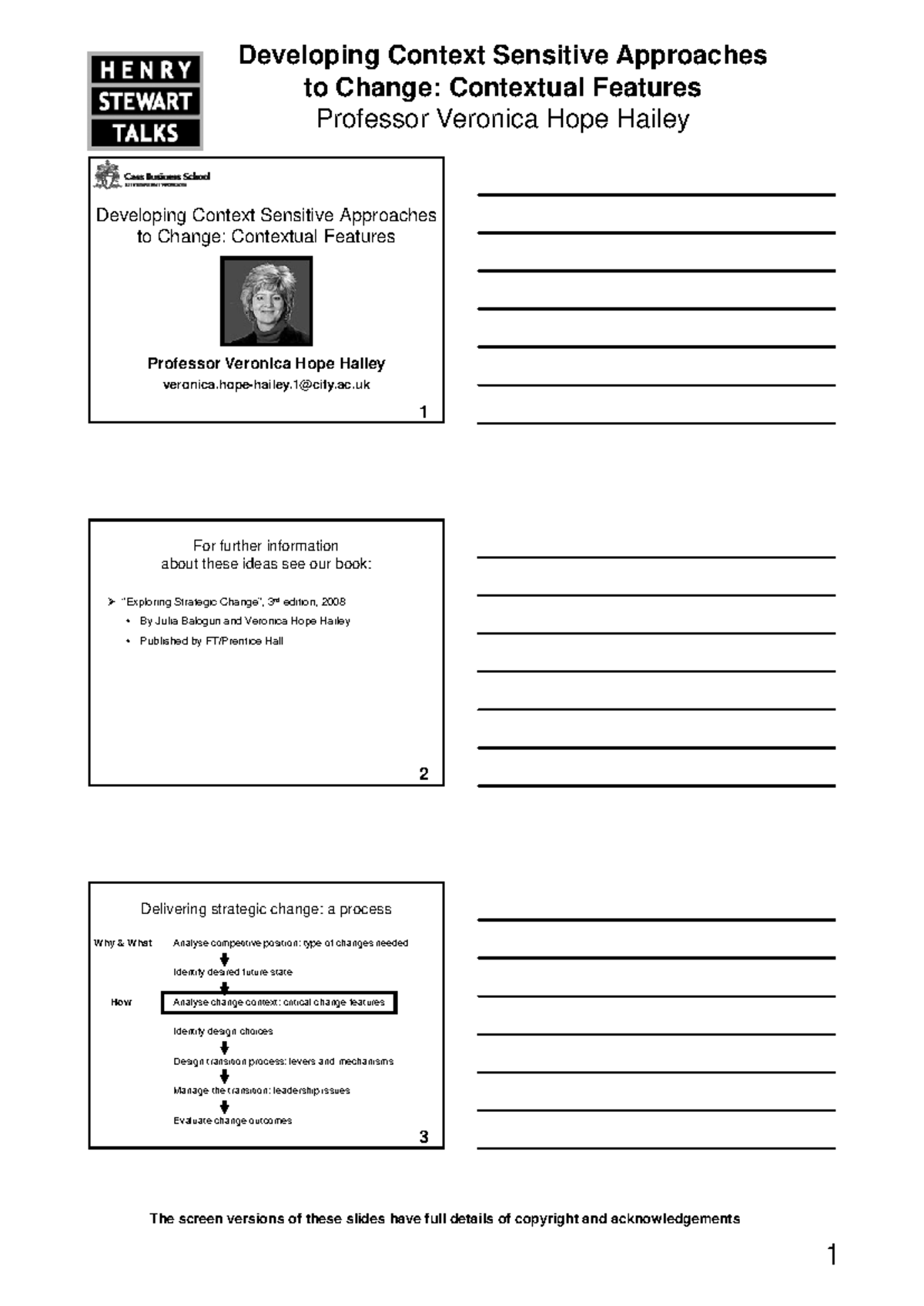 Context sensitive approaches to change Hailey - to Change: Contextual Features Professor ...