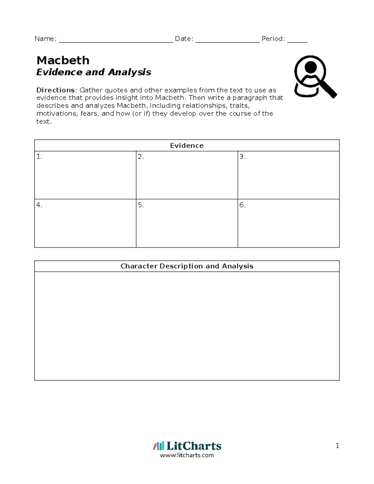 1. Character Analysis Organizers - Macbeth Evidence and Analysis ...