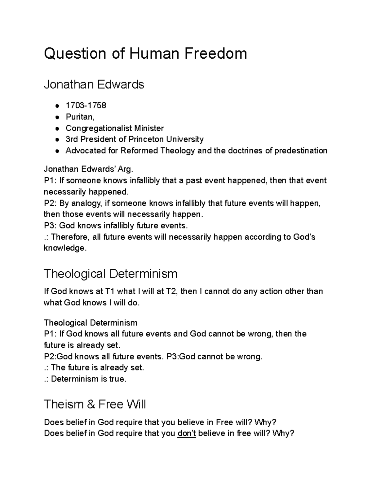 Question of Human Freedom - Question of Human Freedom Jonathan Edwards ...