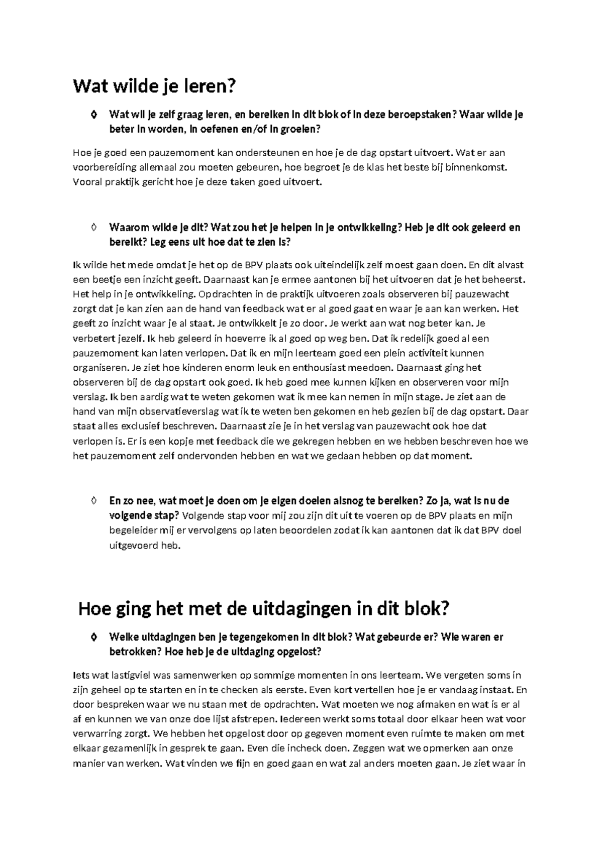 Evaluatie & reflectie verslag - Wat wilde je leren? Wat wil je zelf ...
