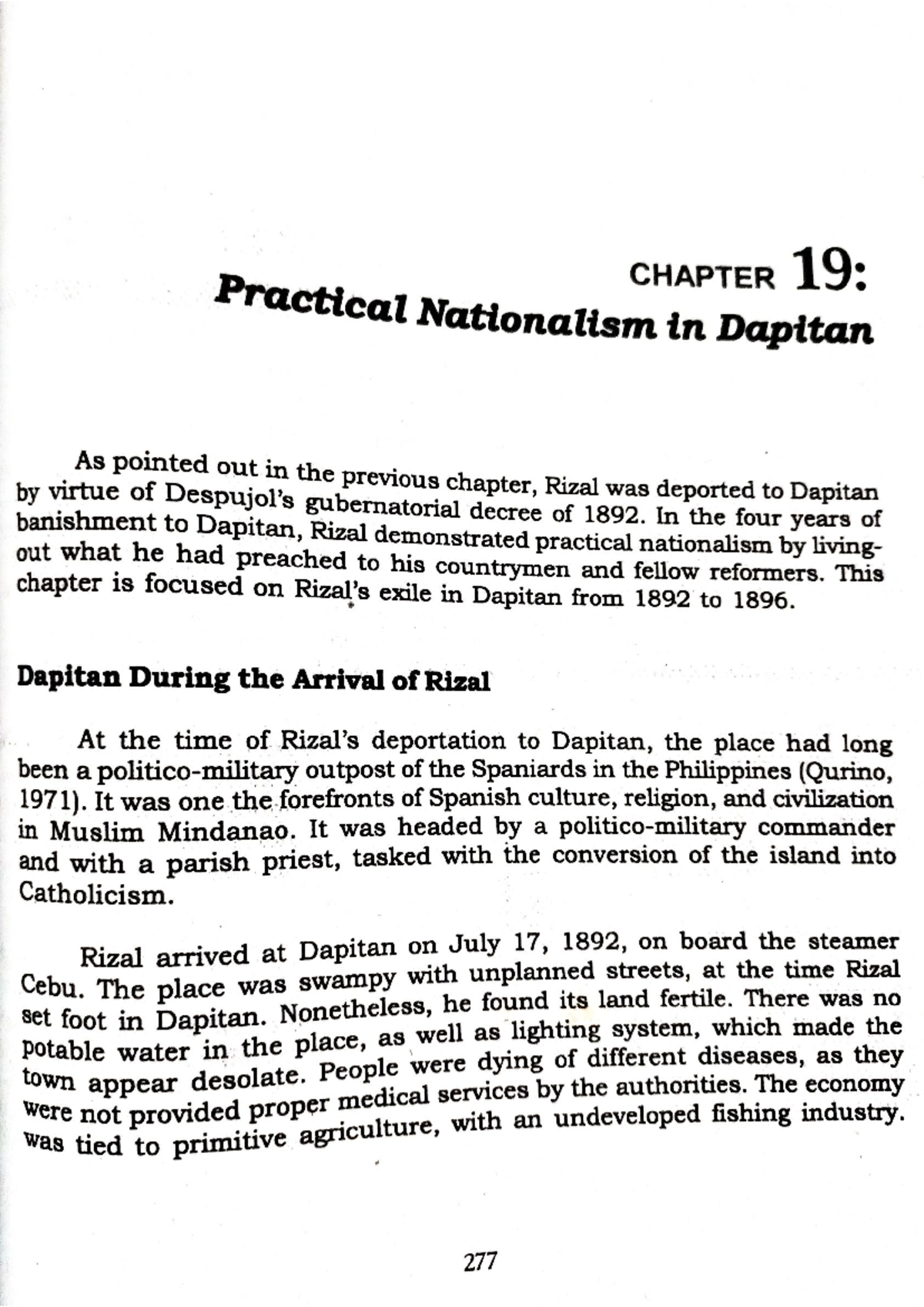 Rizal-at-Dapitan - Rizal - CHAPTER 19: Practical Nationalism in Dapitan virtue of gubernatorial ...