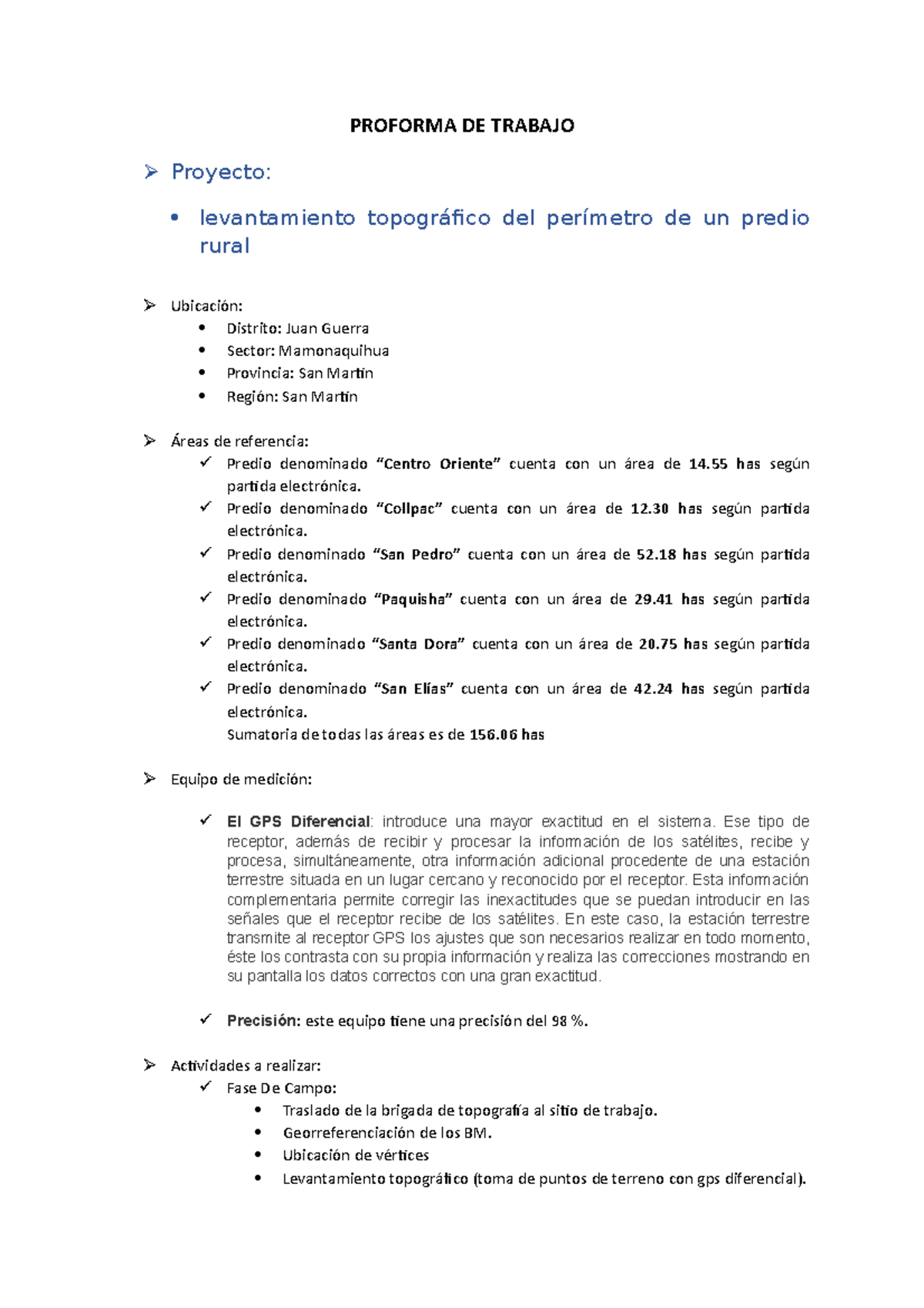 Proforma DE Trabajo DE Subdivision - PROFORMA DE TRABAJO Proyecto ...