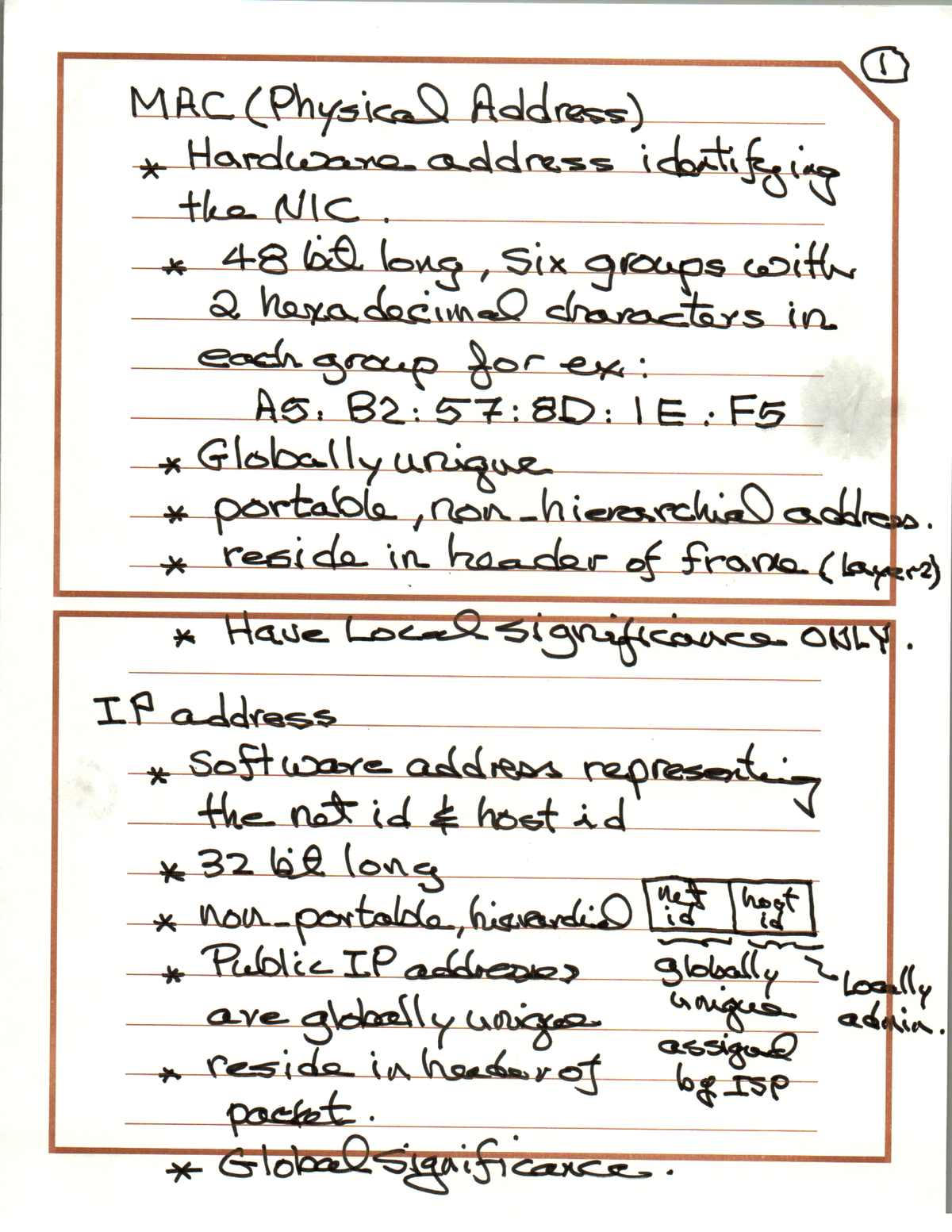 EE450 handwritten notes 9 12 - ( MAC (Physical Address) Hardware ...
