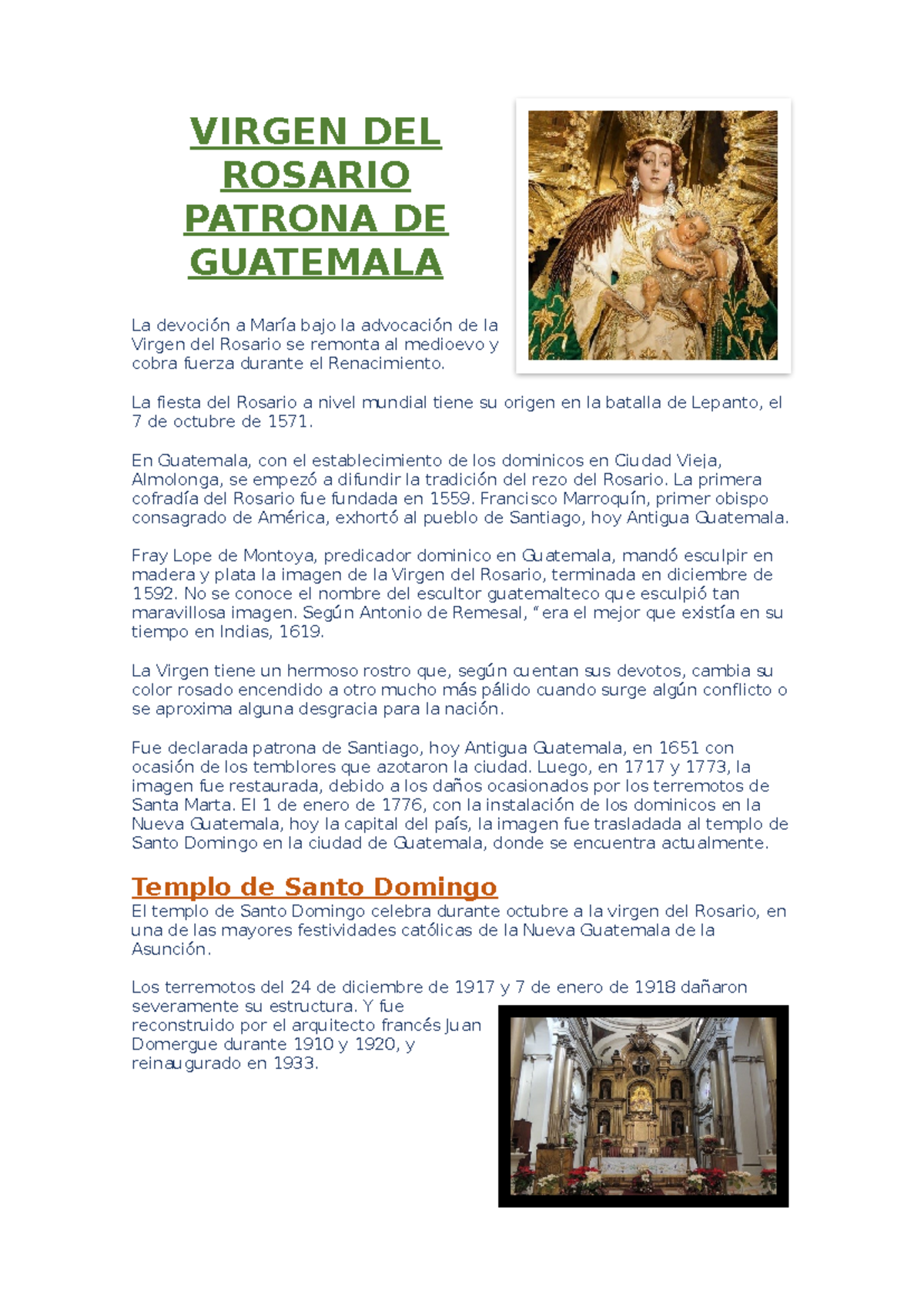 Virgen DEL Rosario Patrona DE Guatemala - VIRGEN DEL ROSARIO PATRONA DE ...