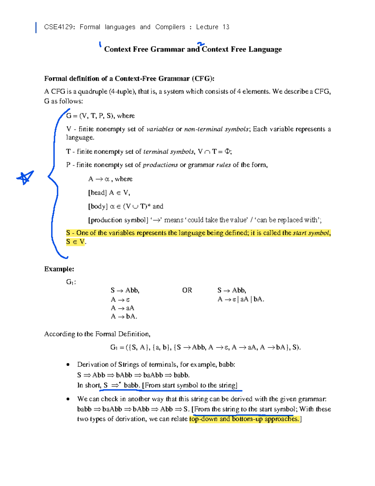 12 Ln12 Fl8 Cfg And Cfl P1 Cse4129 Formal Languages And Compilers Lecture 13 Context Free