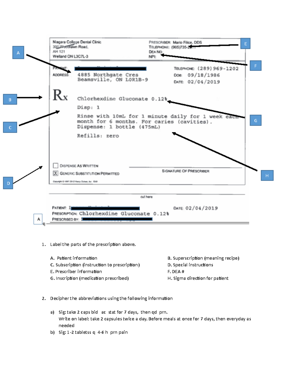 Prescription worksheet - ADMN1091 - Studocu