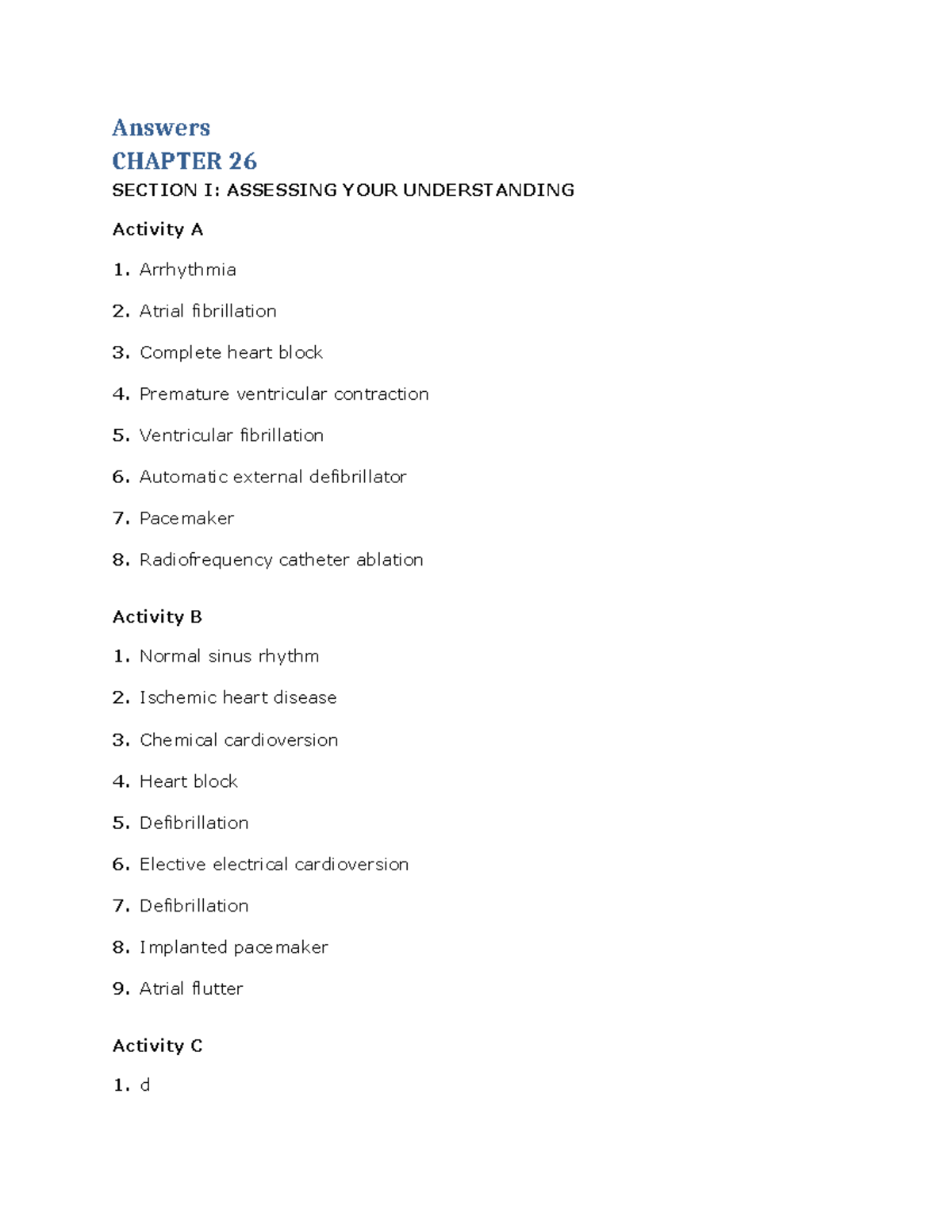 AWQ Chapter 26 - Med Surg Practice - Answers CHAPTER 26 SECTION I ...