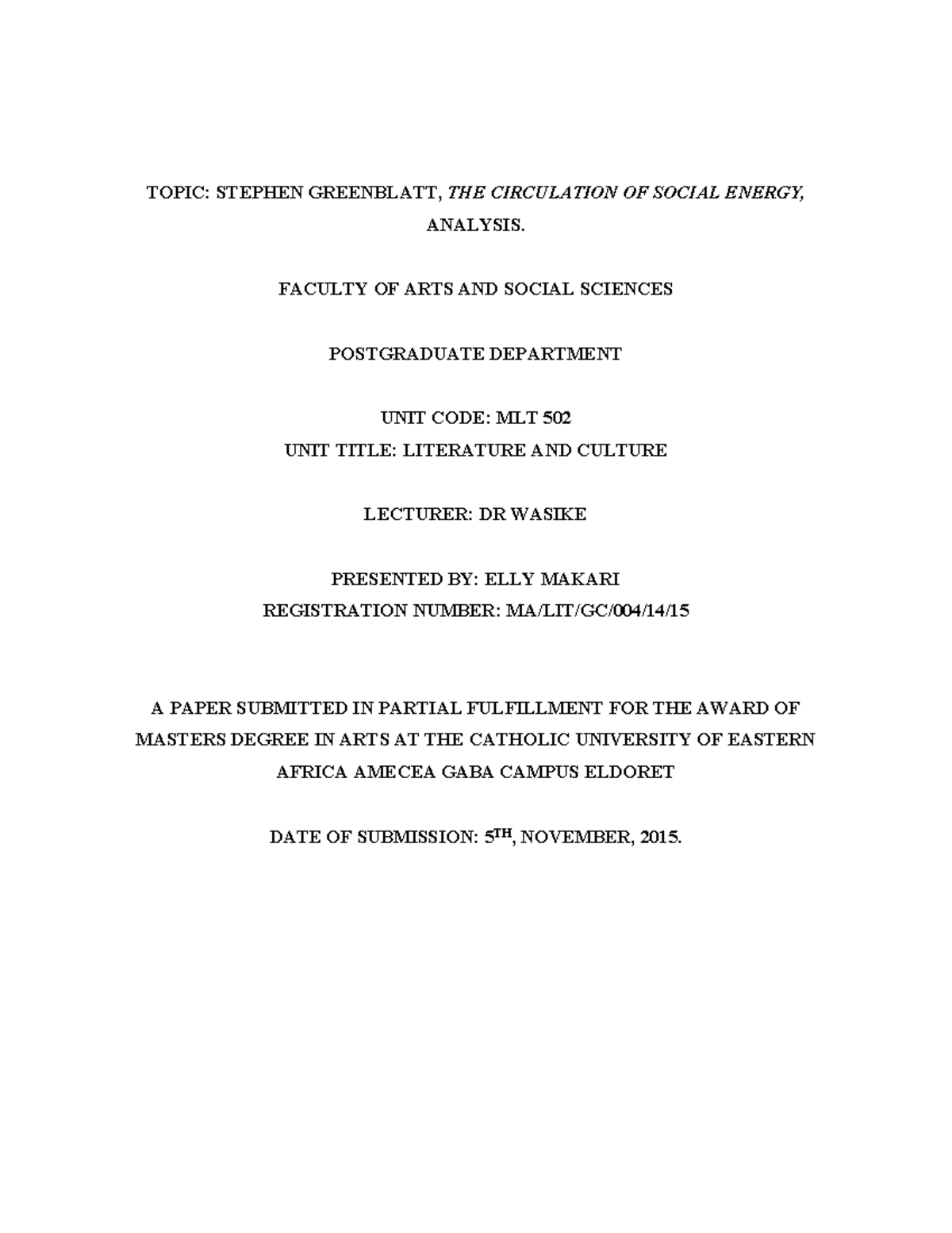 The Circulation of the Social Energy - ฀OPIC: S฀EPHEN GREENBLA฀฀, ฀HE ...