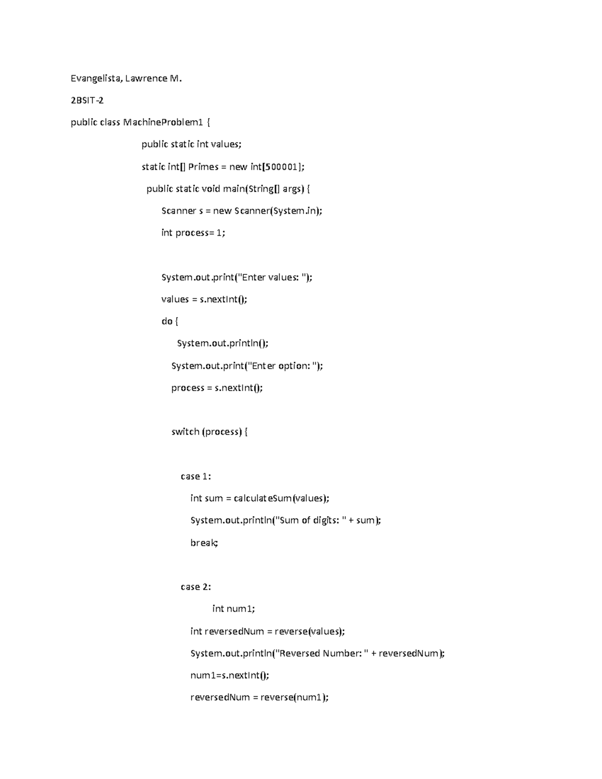 Review Machine Problem 1 - Evangelista, Lawrence M. 2BSIT- 2 public ...