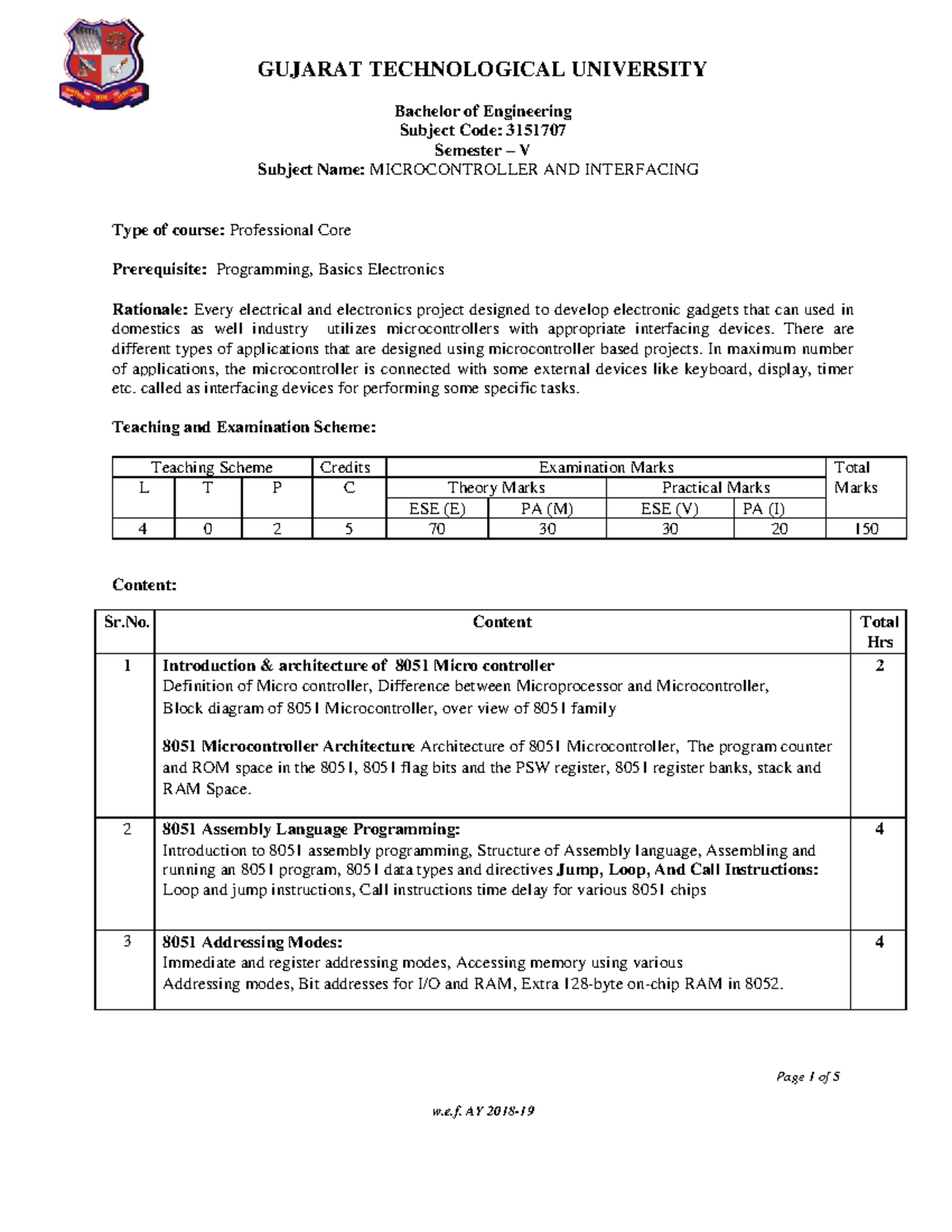 MCI- Syllabus 3151707 - BASIC OF MCI - Bachelor of Engineering Subject ...