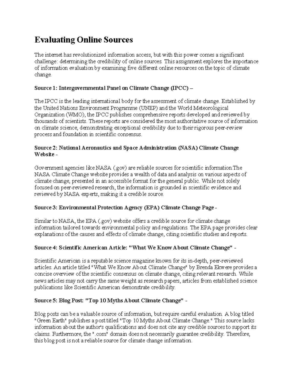 Learning journal unit 1 engl 1102 - Evaluating Online Sources The ...