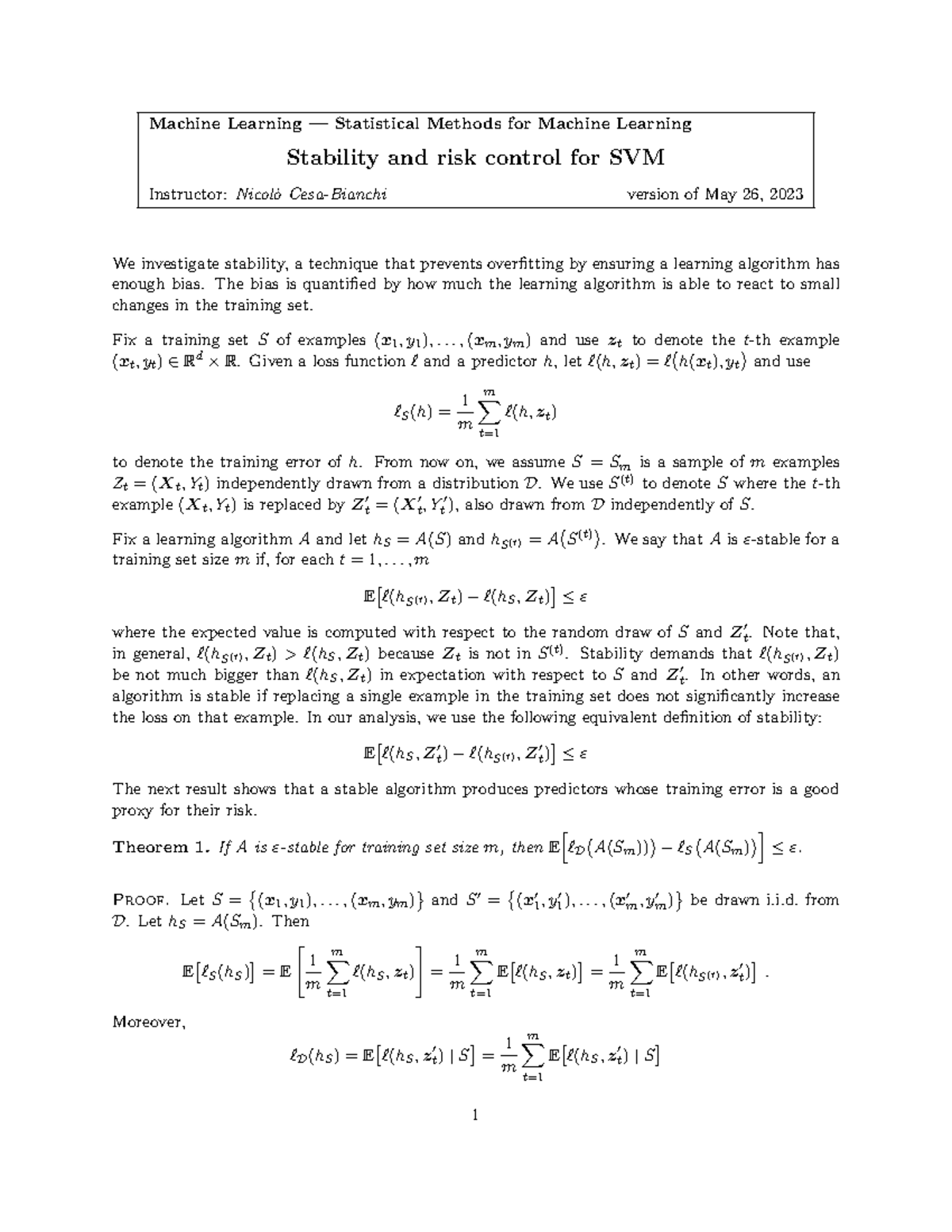 13-stability - Winter Term- Machine Learning course - Winter 2024 - Machine Learning ...