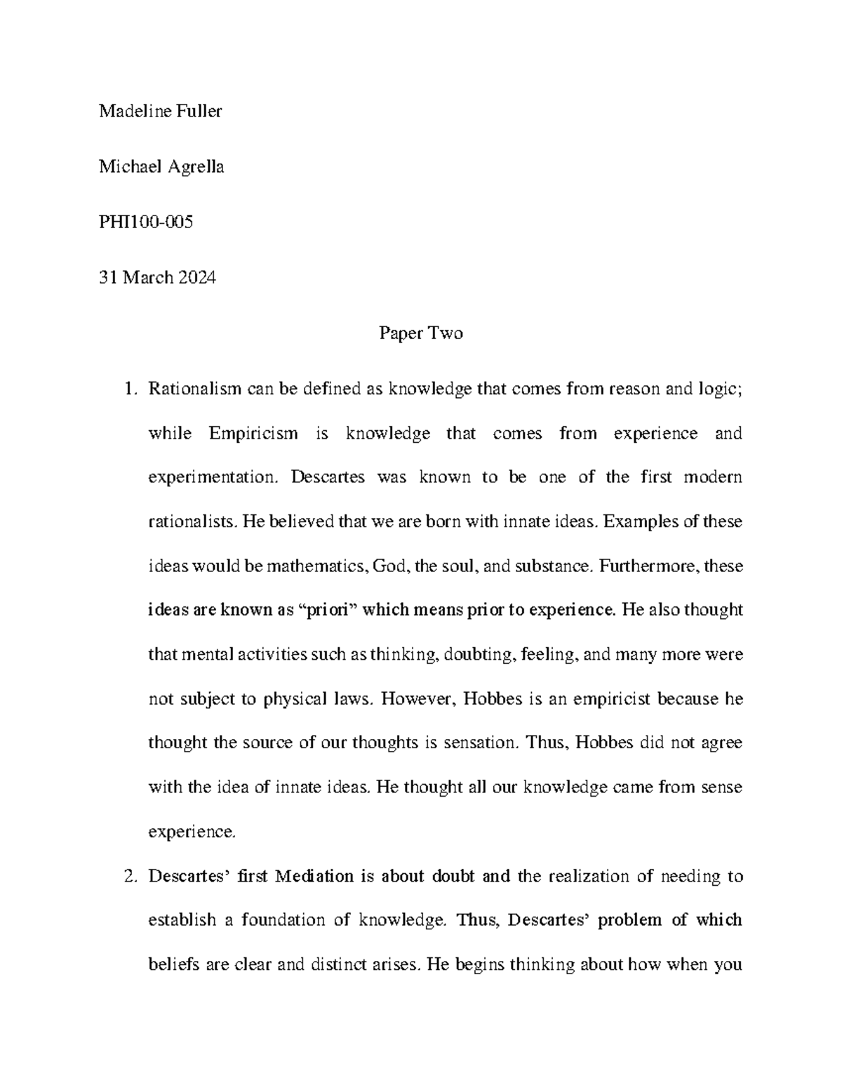 2 PHI100 Fuller Madeline - Madeline Fuller Michael Agrella PHI100- 005 ...