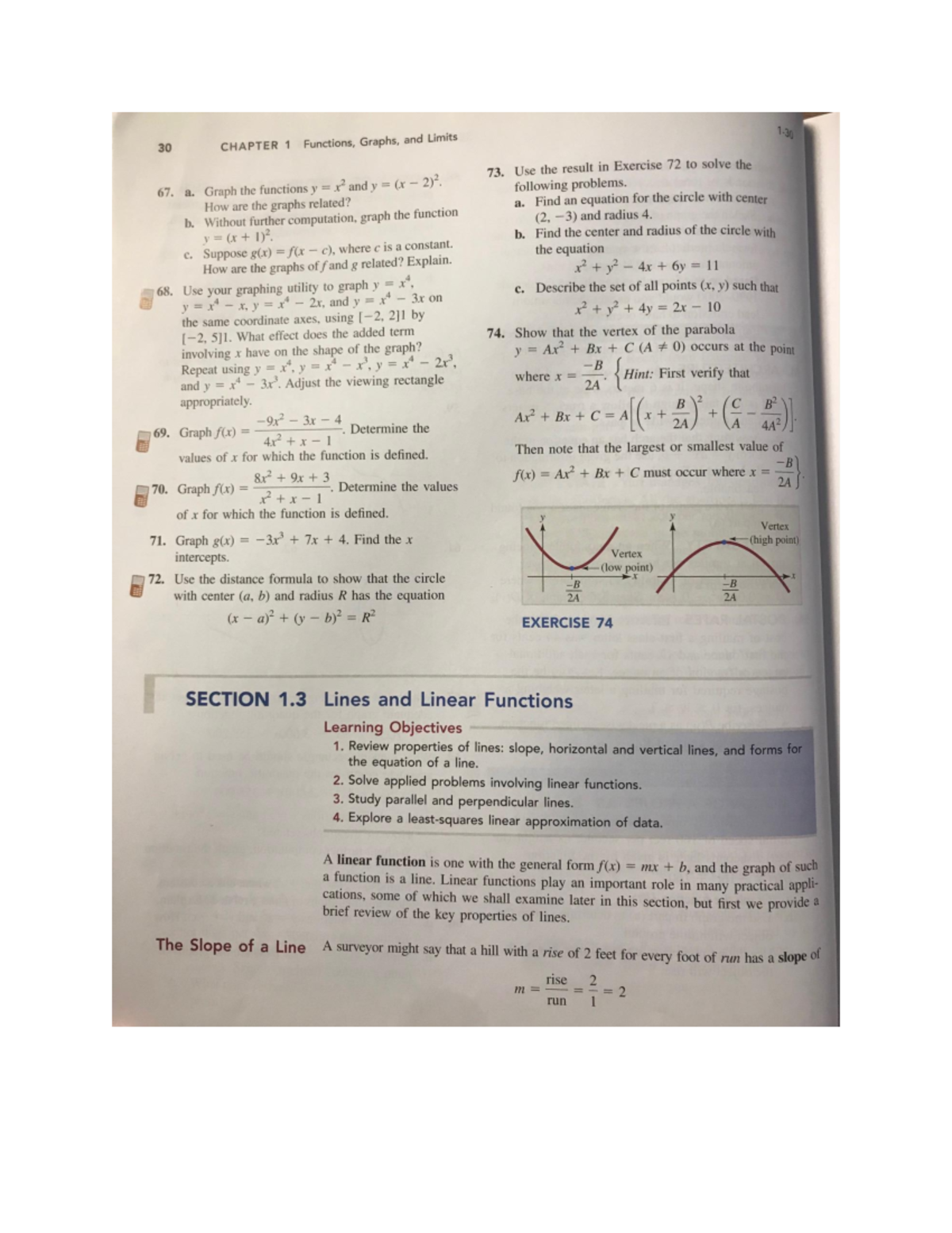 Exercise 1.2 Part 5 - 30 CHAPTER 1. Functions, Graphs, and Limits _ Use the result in Exercise 7 ...