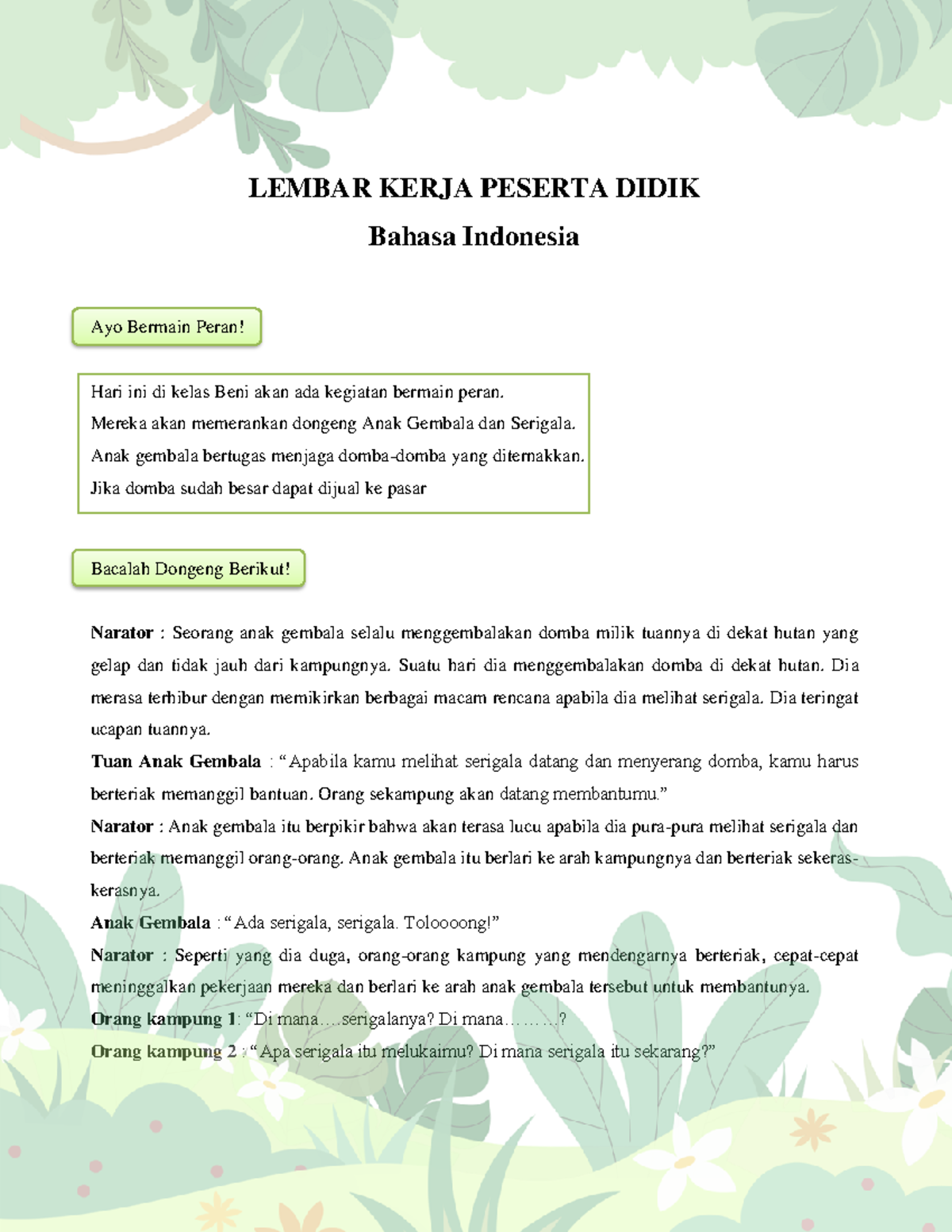 LKPD Kelas 3 Tema 2 Subtema 2 Pembelajaran 4 - LEMBAR KERJA PESERTA ...