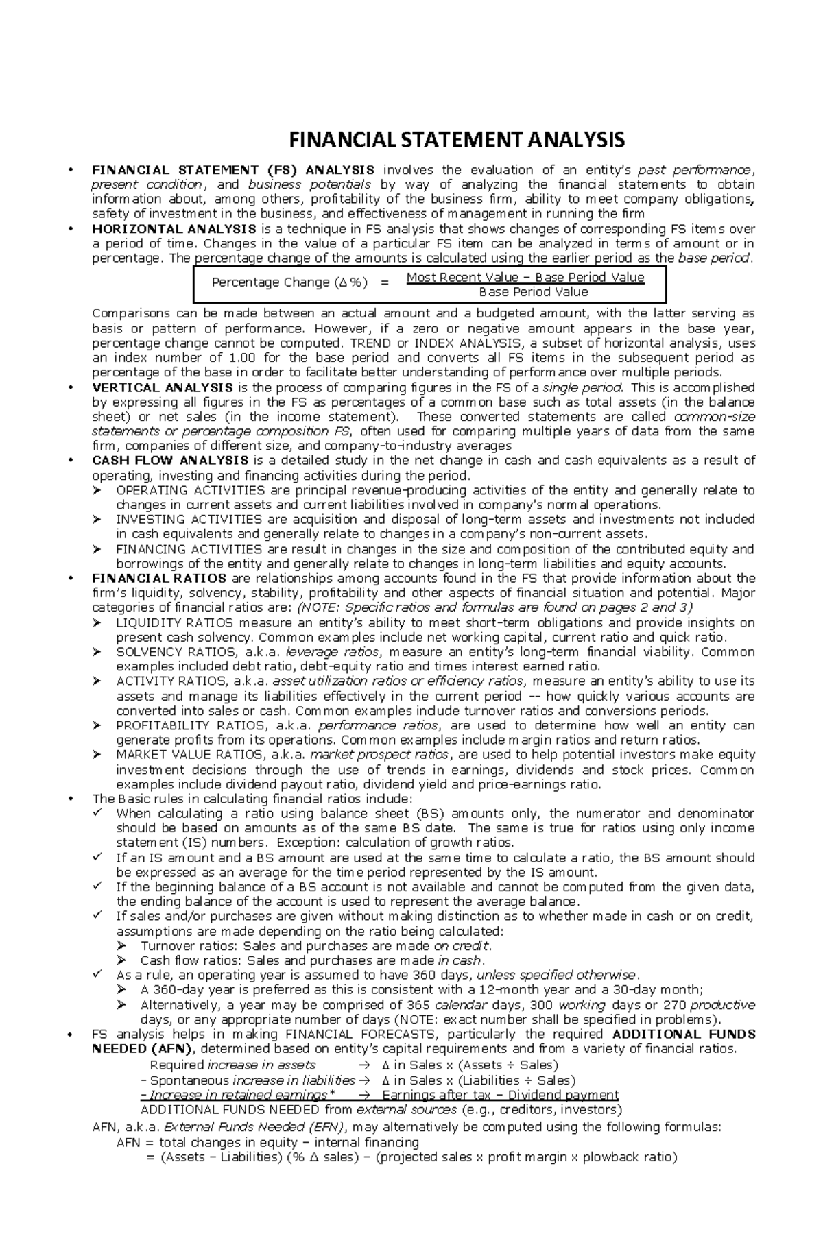 FS- Analysis-BSA - REVIEW SCHOOL OF ACCOUNTANCY CPA Review Batch 41 May ...