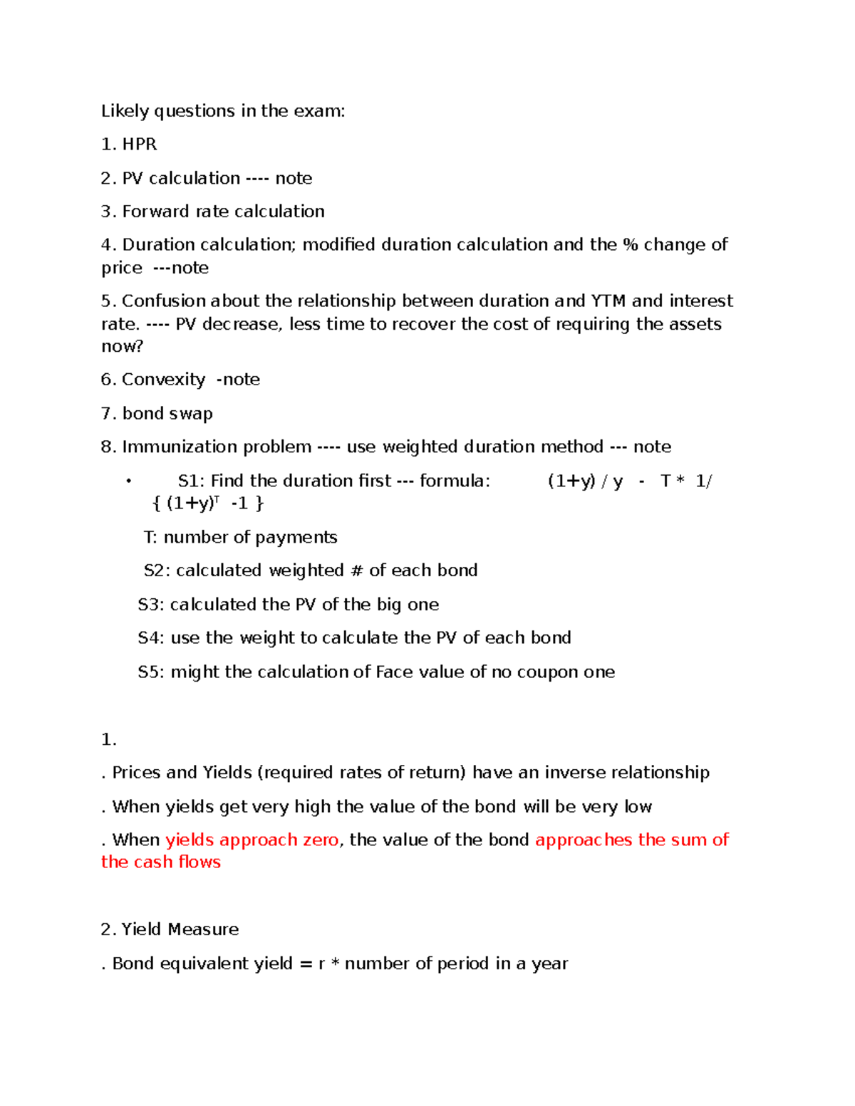 concept note about bond - Likely questions in the exam: HPR PV ...