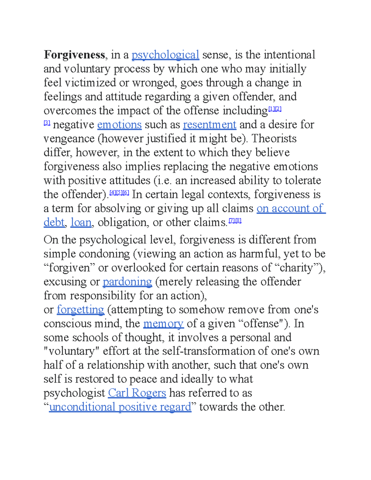 S forgive - extra notes - Forgiveness, in a psychological sense, is the ...