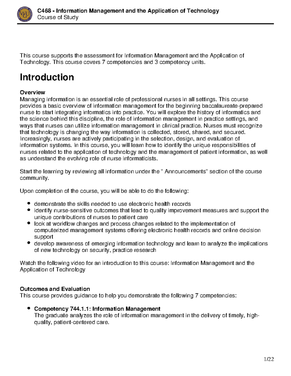 Information management and the application of technology - This course ...